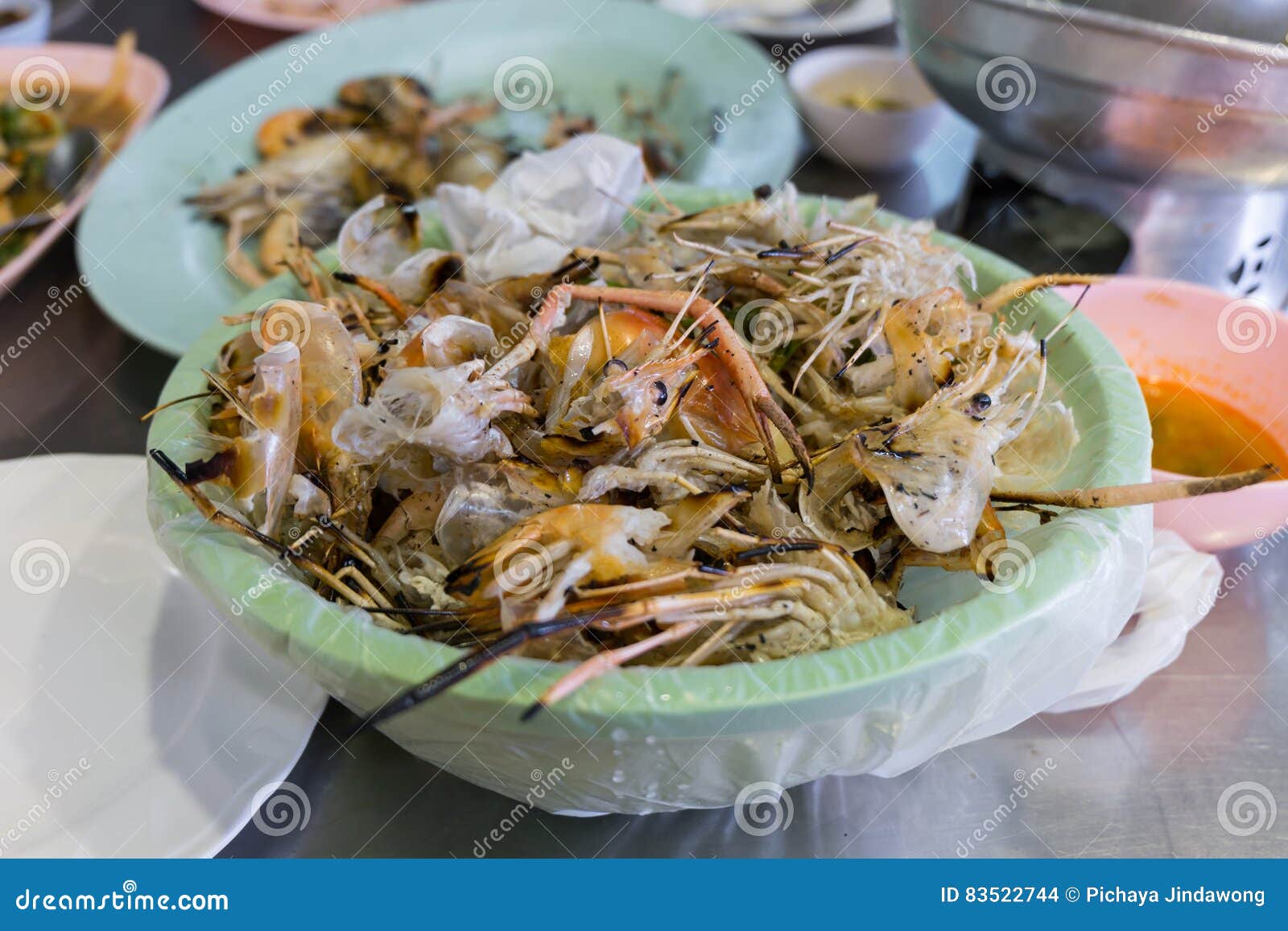 Shrimp Shell Waste after Eating Stock Photo - Image of dirty, close ...