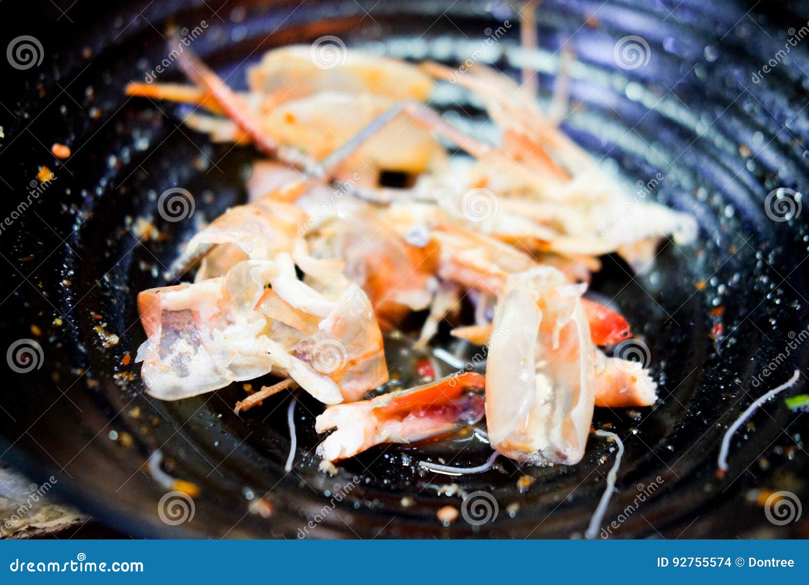 Shrimp Shell Waste after Eating Stock Photo - Image of package, plate ...