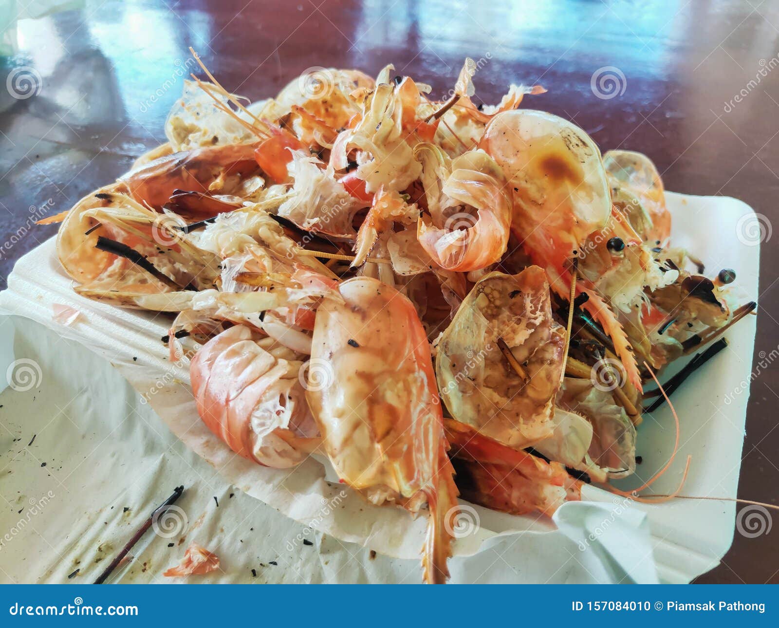 Shrimp Shell Waste on Foam Box Stock Photo - Image of foam, shell ...