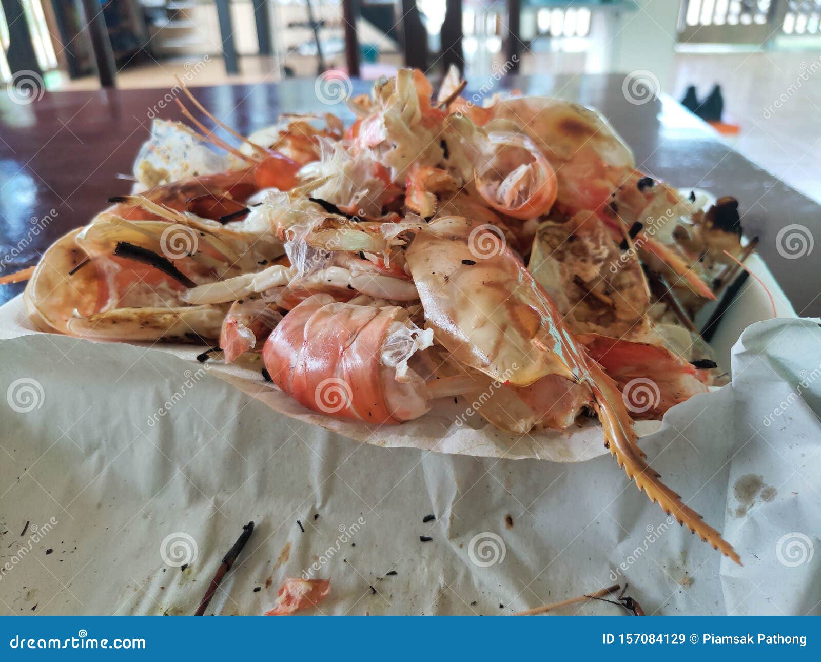 Shrimp Shell Waste on Foam Box Stock Image - Image of shell, restaurant ...