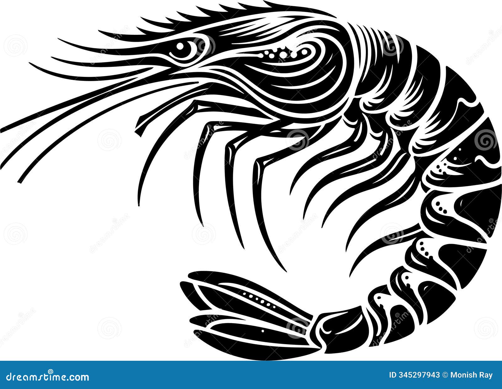 Shrimp Silhouette Vector Printable Vector | CartoonDealer.com #345297830