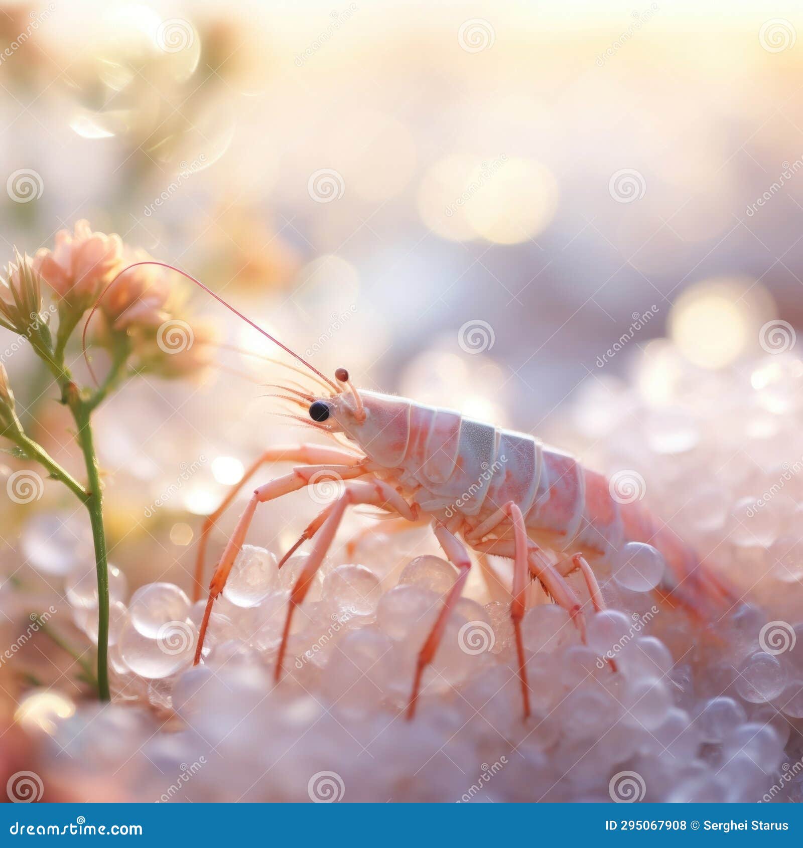 A Shrimp is Sitting on a Pile of Bubbles, AI Stock Illustration ...