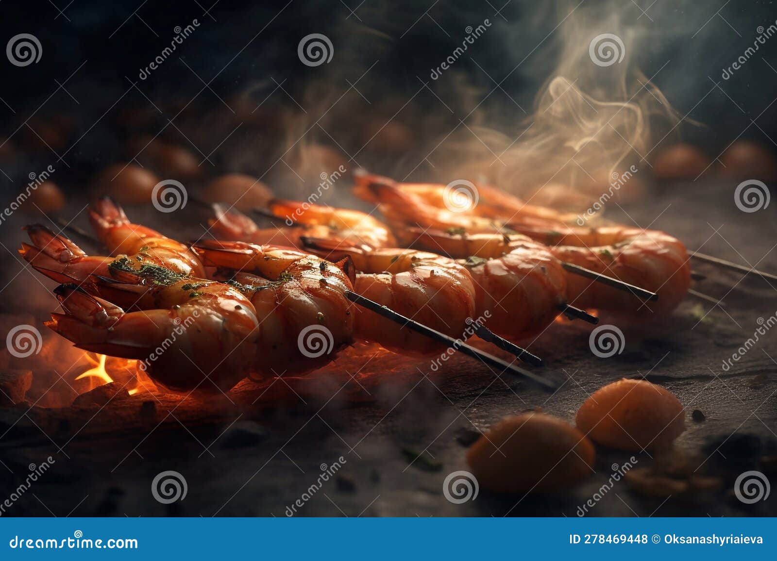 Shrimp Skewers. Grilled Shrimp on Sticks Stock Illustration ...