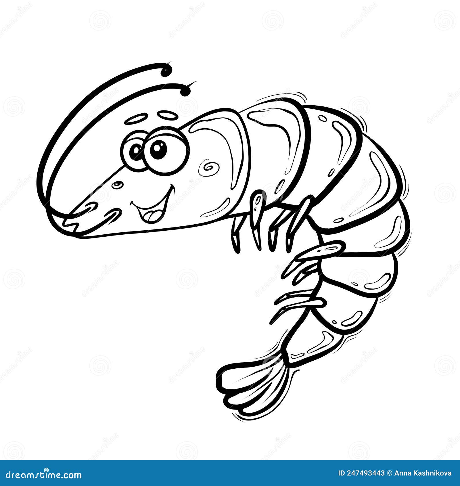 Shrimp Sticker Doodles Black Outline Isolated on White Background Stock ...