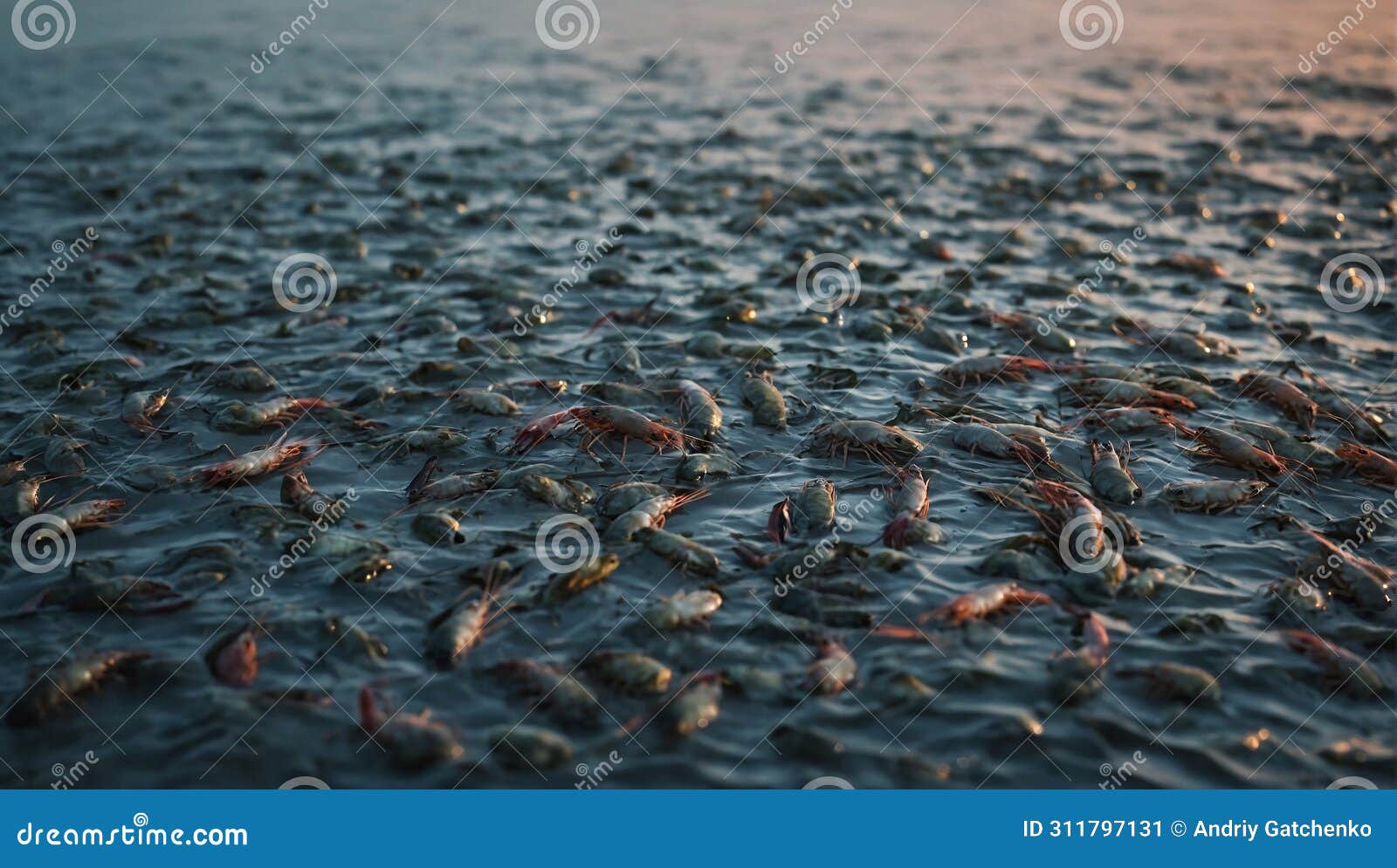 Texture with Shrimps, Crustaceans Densely Floating in Water on Sea Farm ...