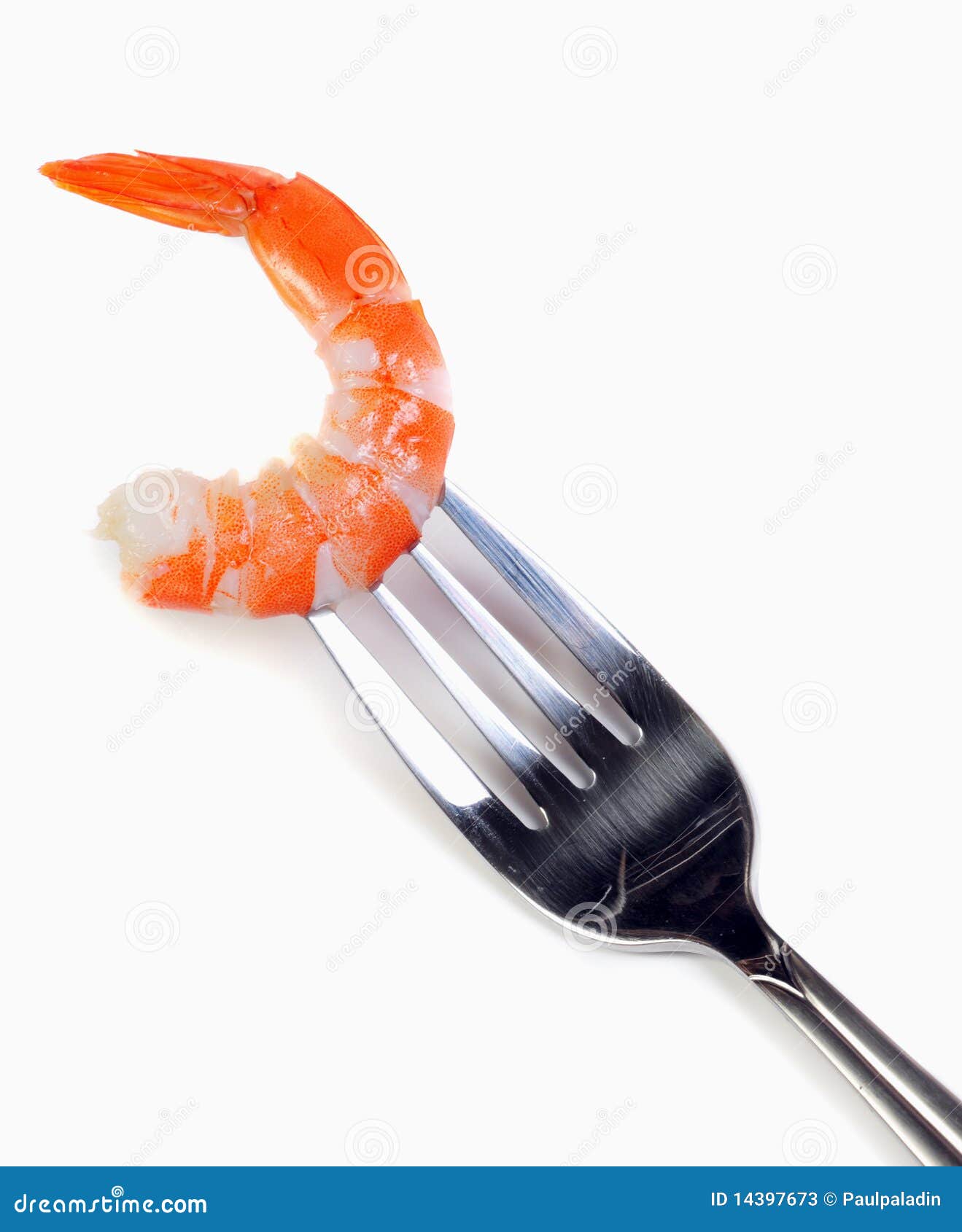 Shrimp tail on fork stock image. Image of prawn, side - 14397673