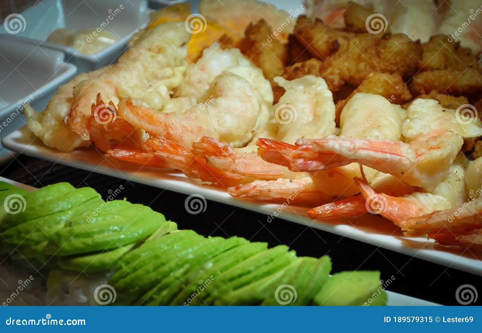 Shrimp tempura in a plate stock image. Image of flavours - 189579315