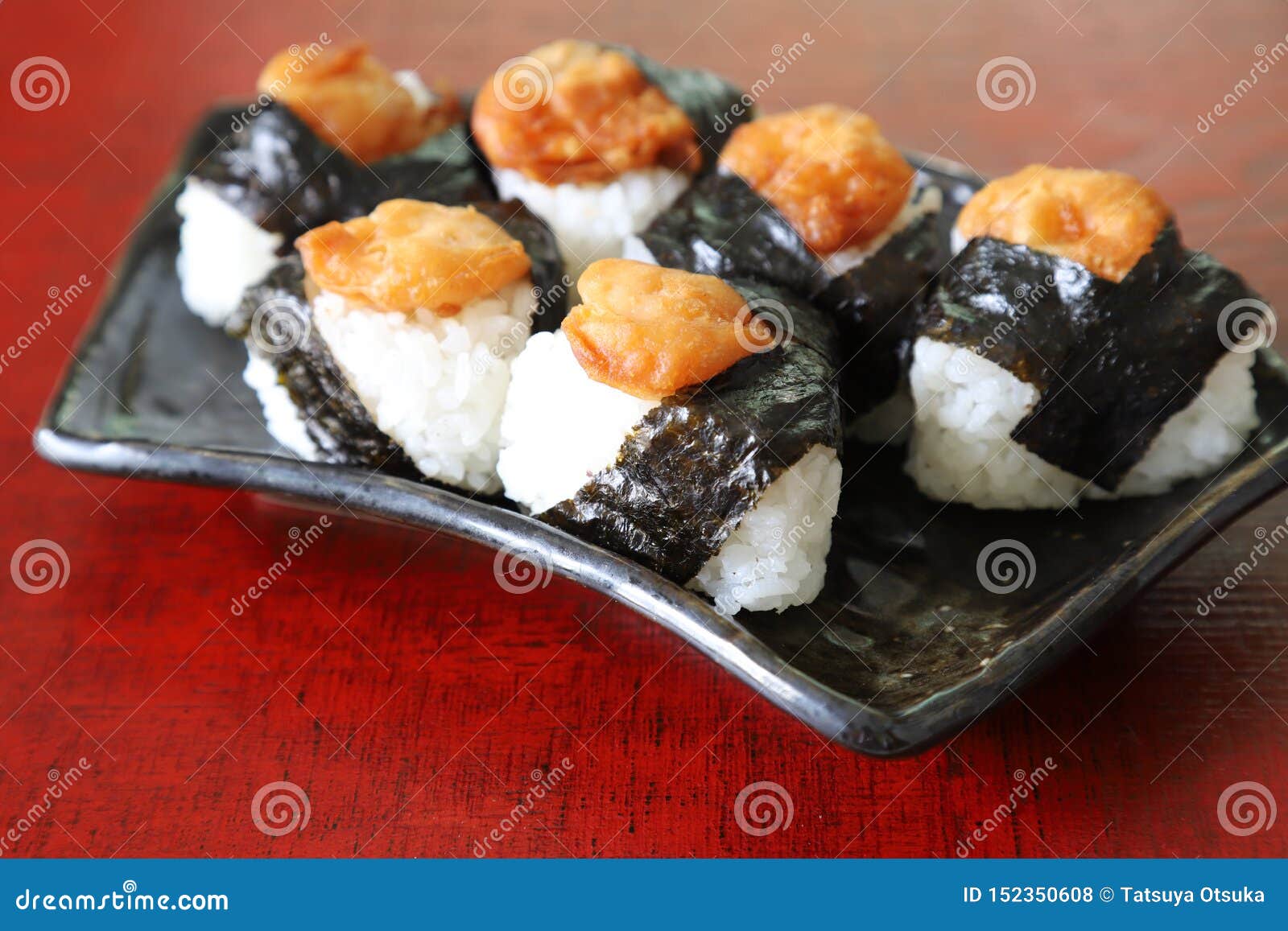 Shrimp Tempura Rice Balls on the Dish Stock Photo - Image of fast ...