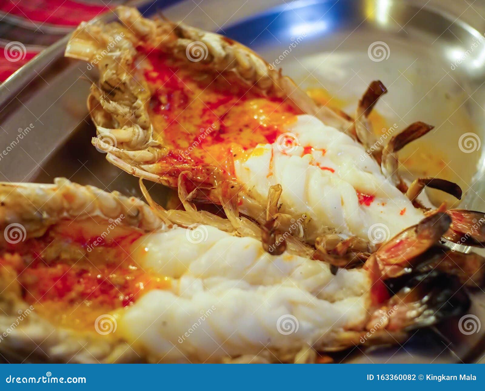 The Shrimp Was Split Down the Middle Stock Photo - Image of background ...