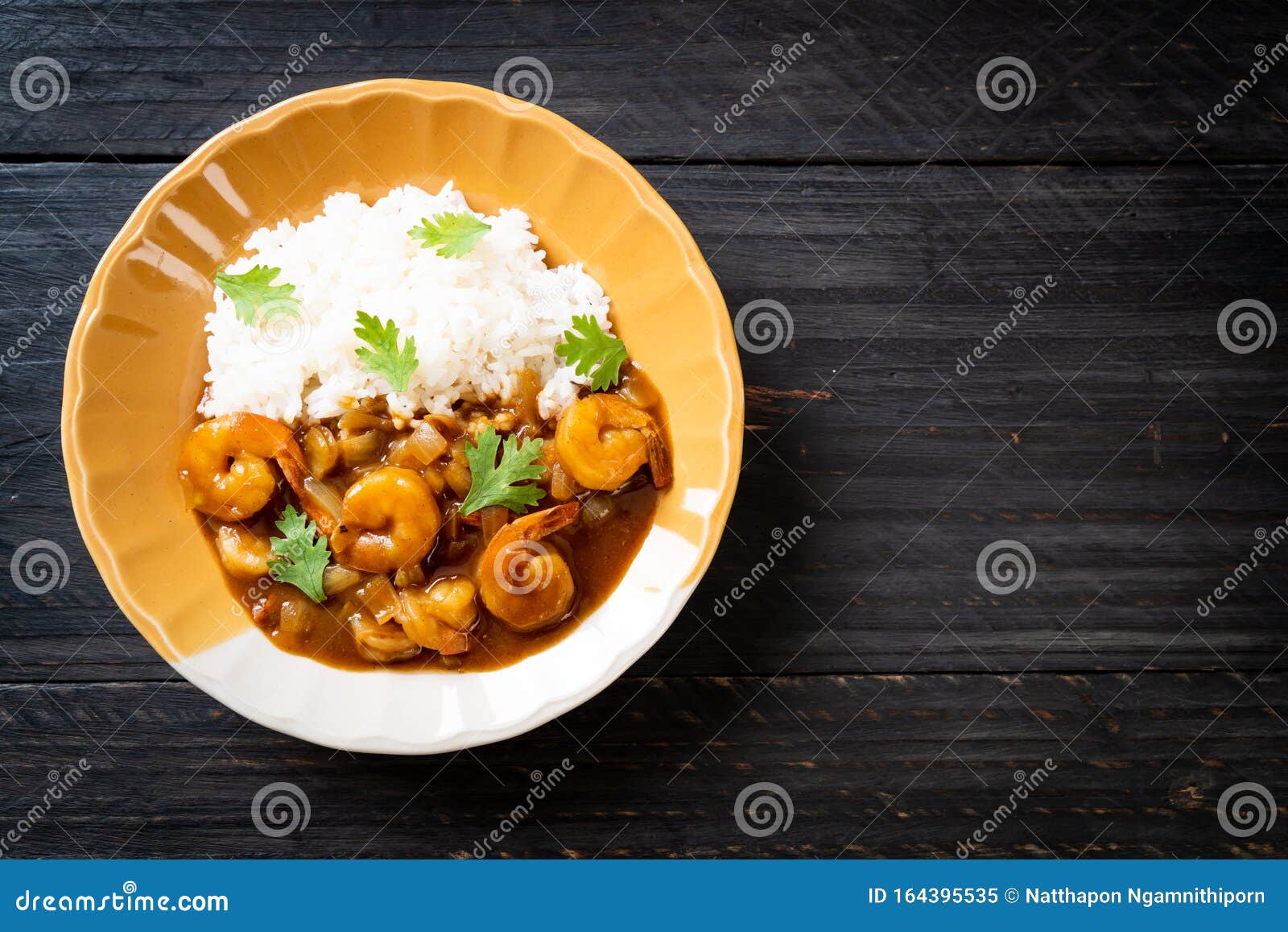 Shrimps in Curry Sauce on Rice Stock Image - Image of seafood, healthy ...