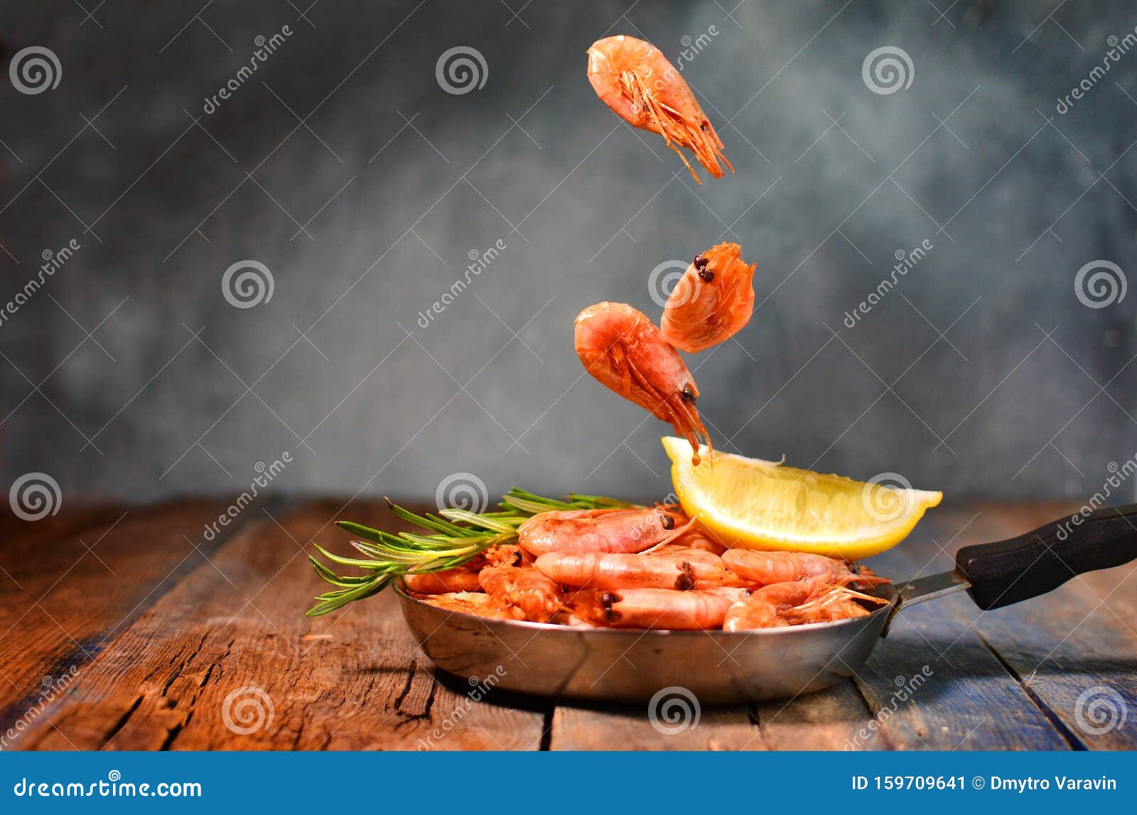 Shrimps Falling into the Frying Pan Stock Image - Image of falling ...