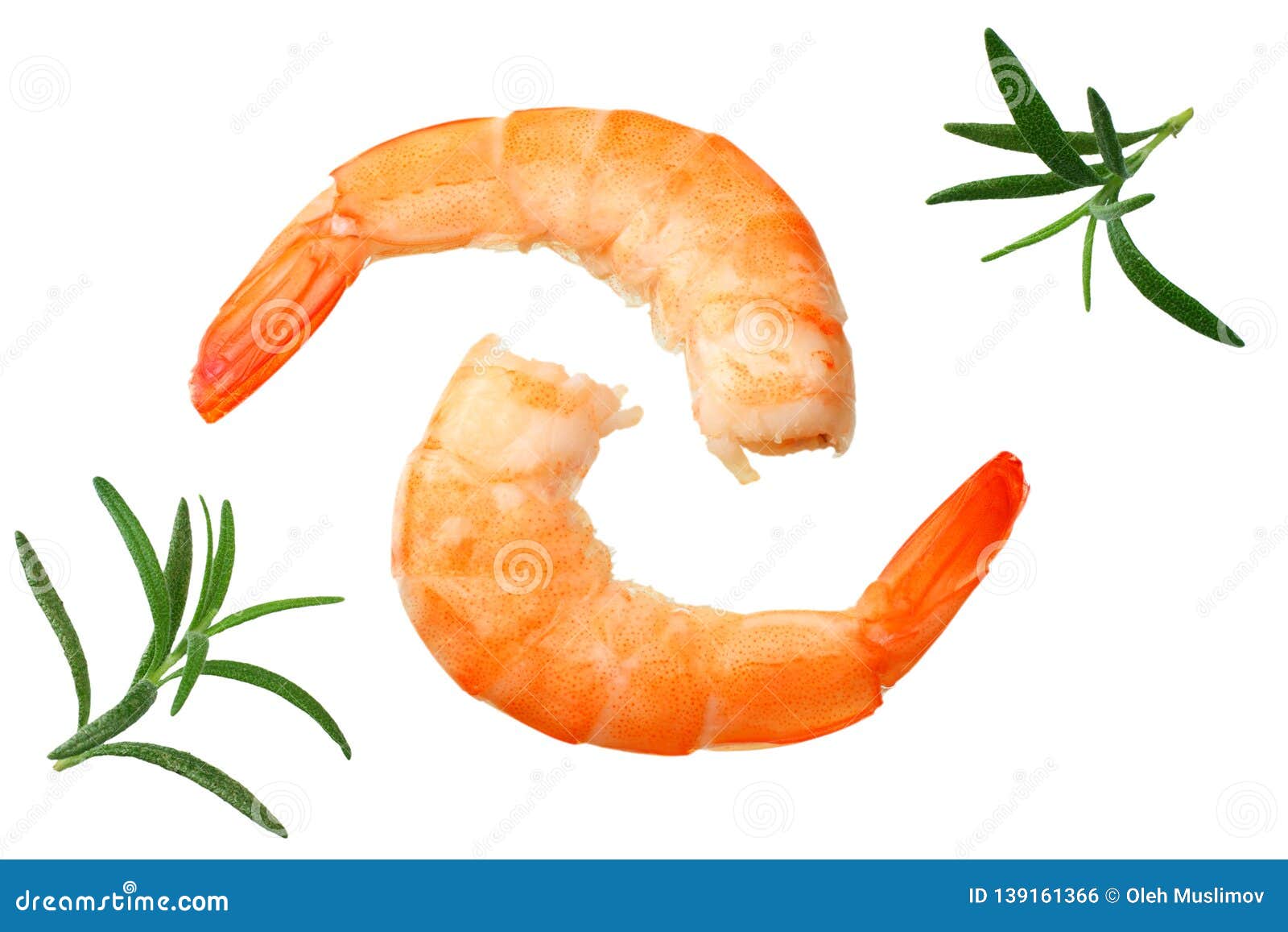 Shrimps Isolated on a White Background. Top View Stock Photo - Image of ...