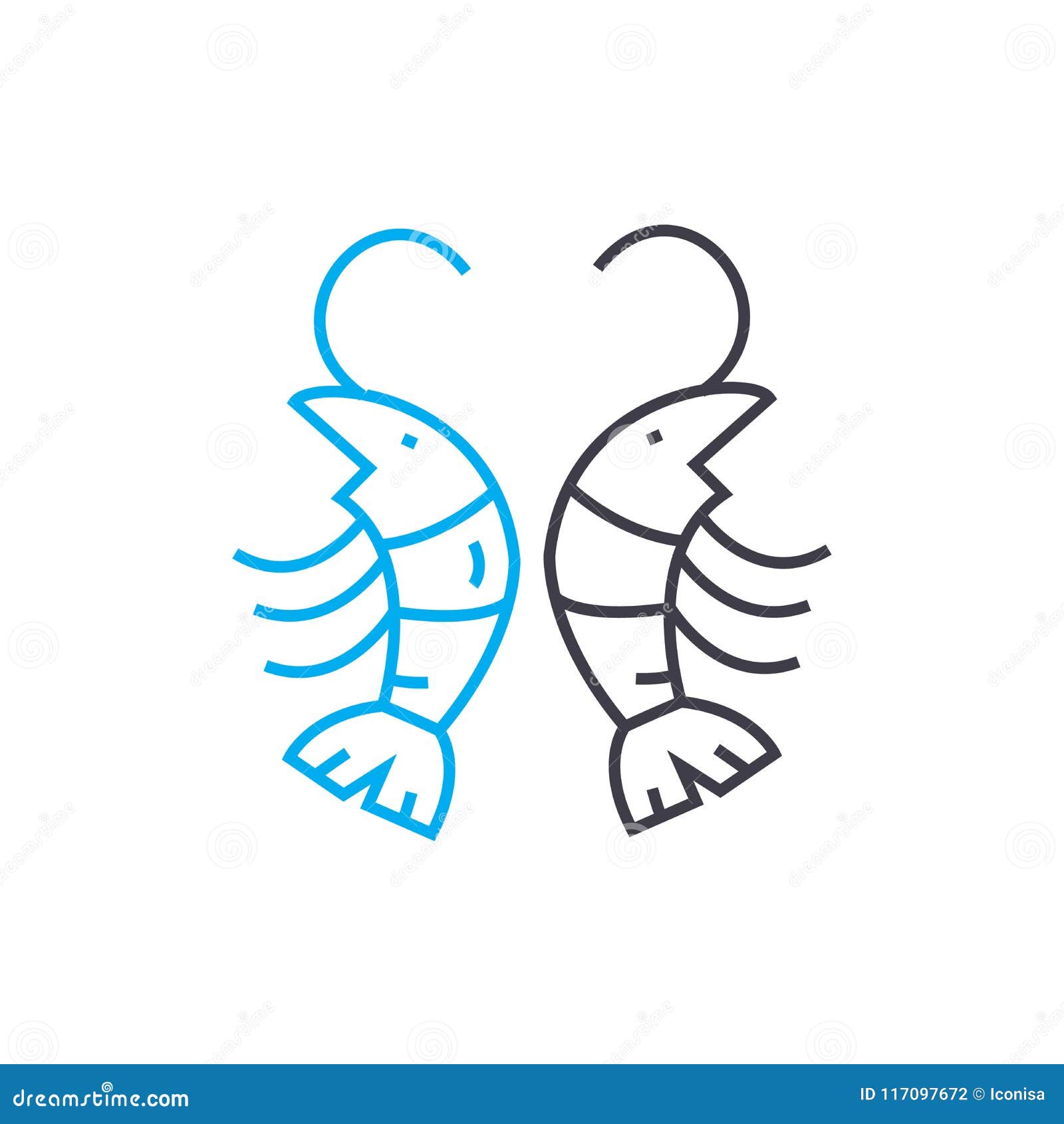 Shrimps Linear Icon Concept. Shrimps Line Vector Sign, Symbol ...