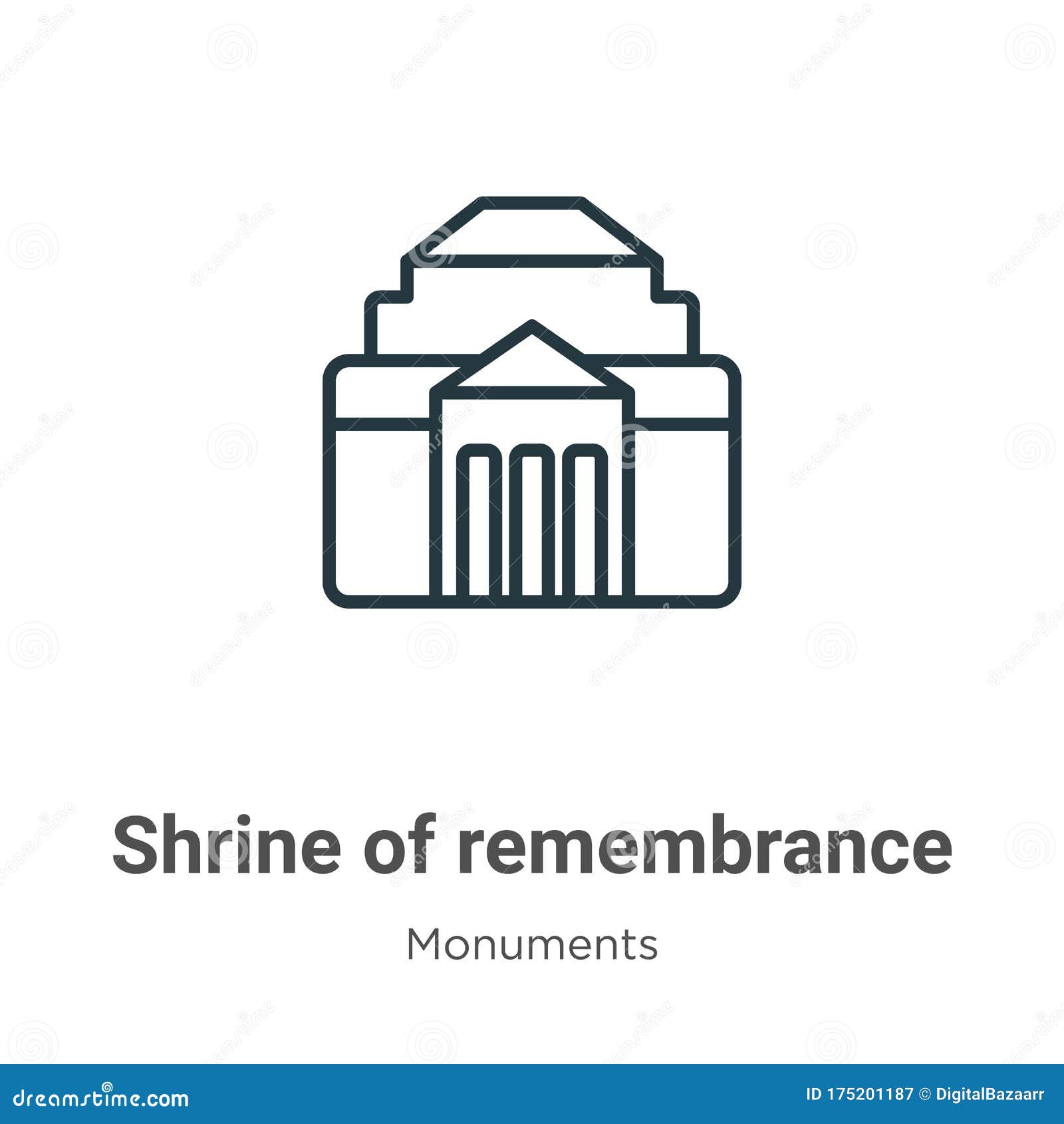 Shrine of Remembrance Outline Vector Icon. Thin Line Black Shrine of Remembrance Icon, Flat ...