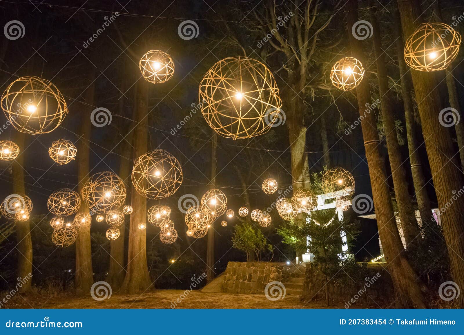 Shrine and bamboo lights stock photo. Image of lights - 207383454