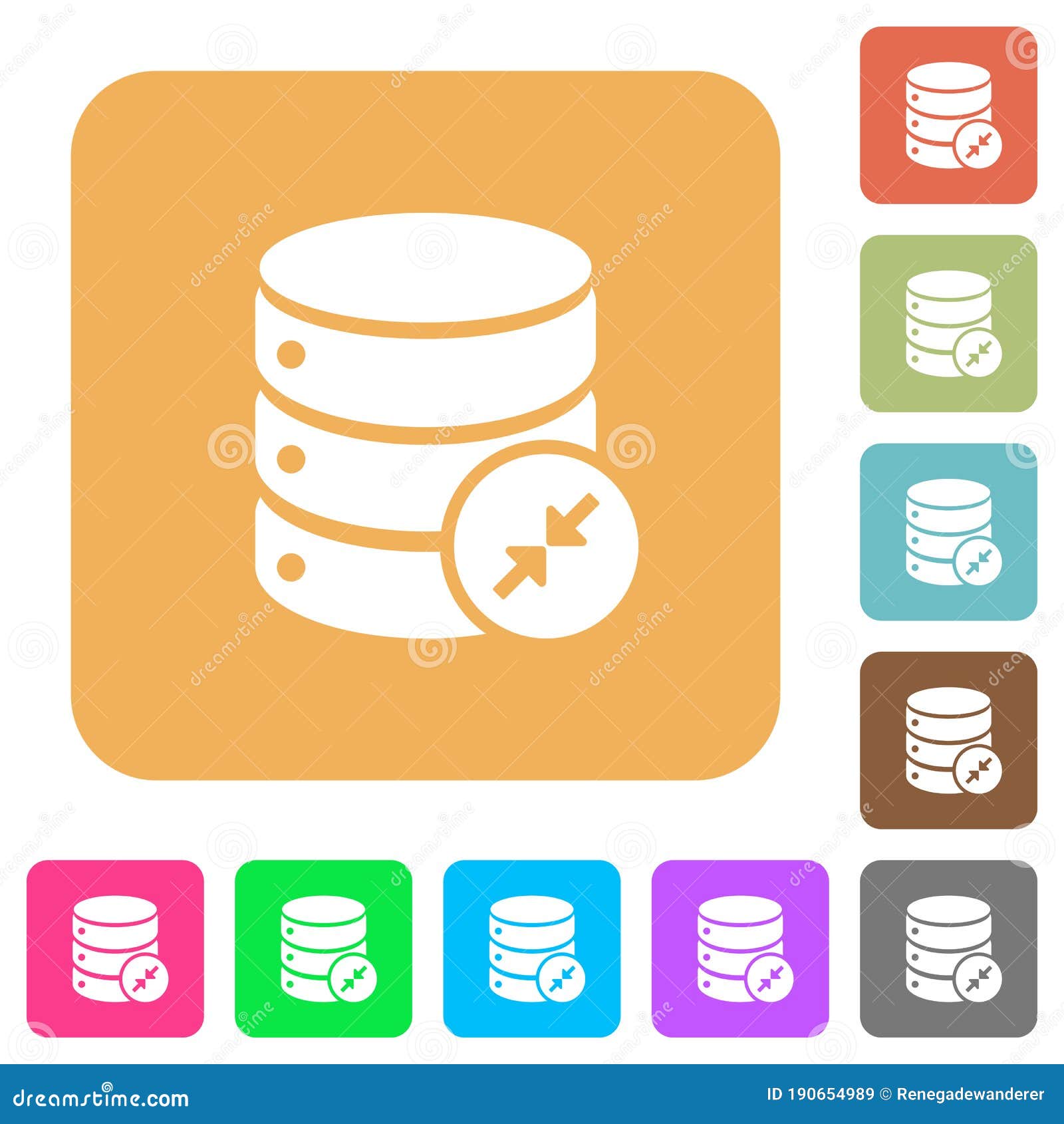Shrink Database Rounded Square Flat Icons Stock Vector - Illustration ...