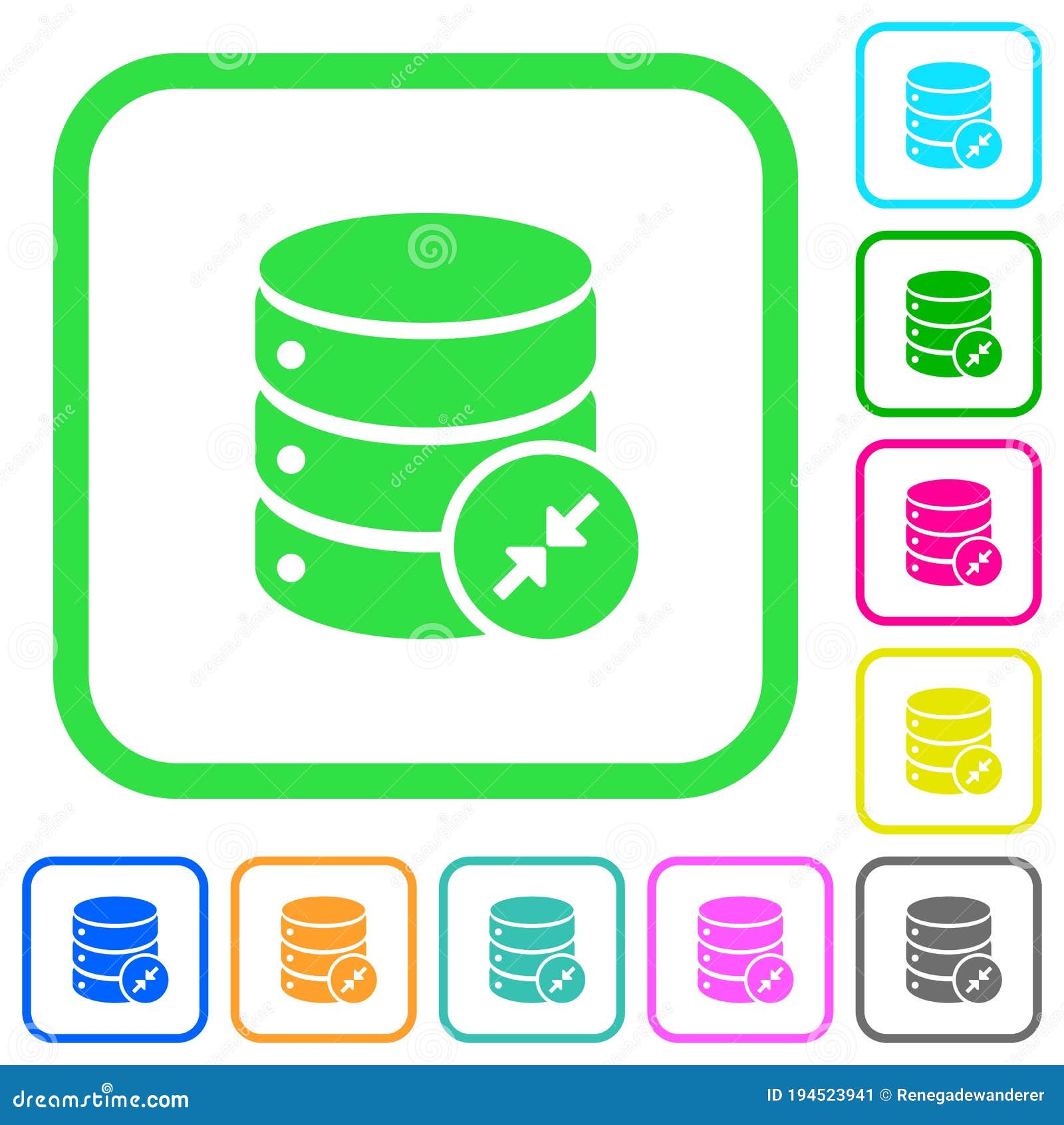 Shrink Database Vivid Colored Flat Icons Stock Vector - Illustration of ...
