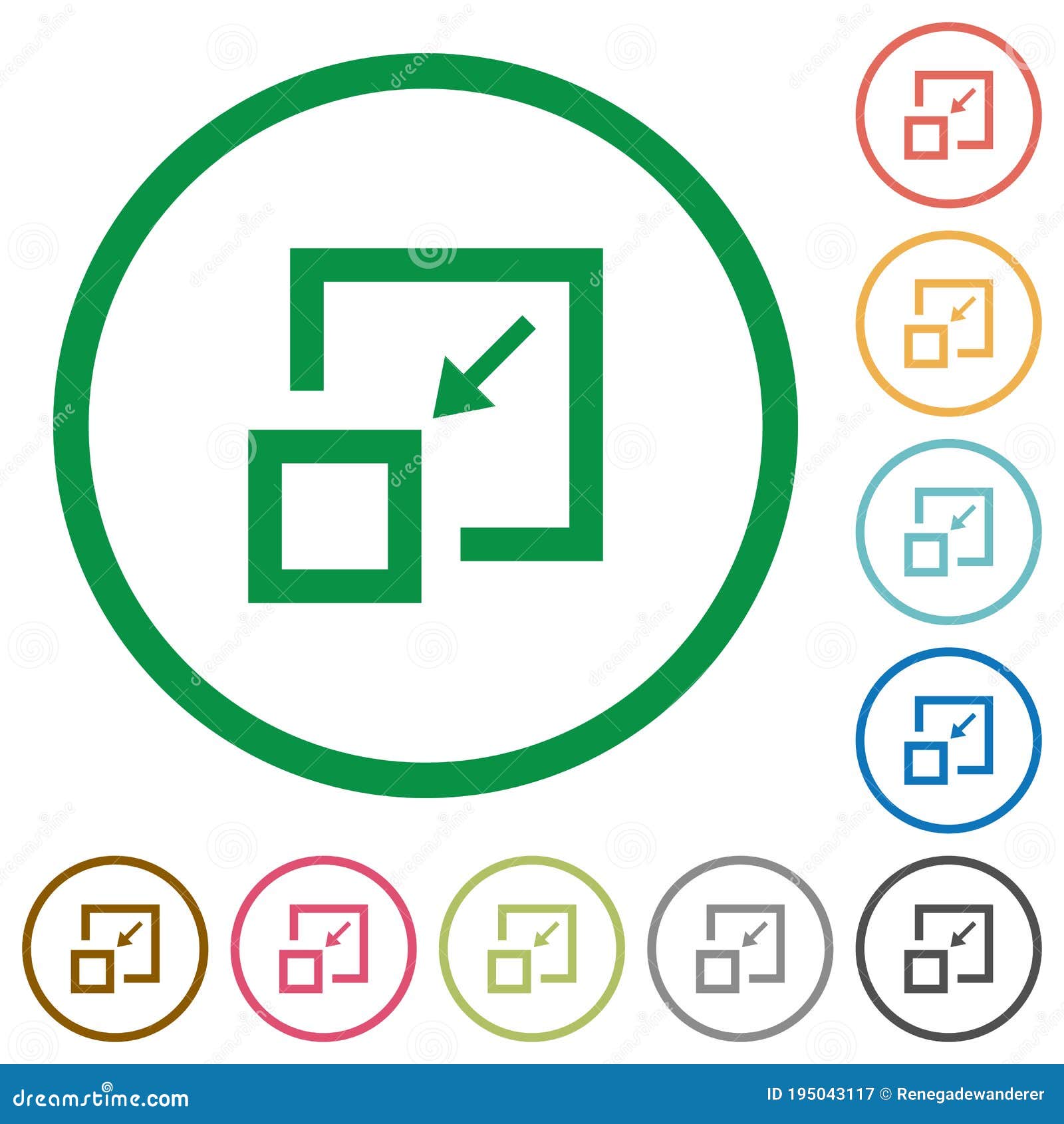 Shrink Window Flat Icons with Outlines Stock Vector - Illustration of ...