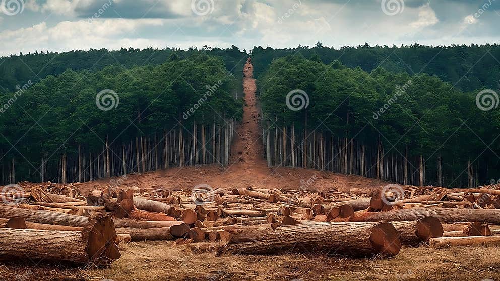 Shrinking Forest with Felled Trees Symbolizing Deforestation Threat ...