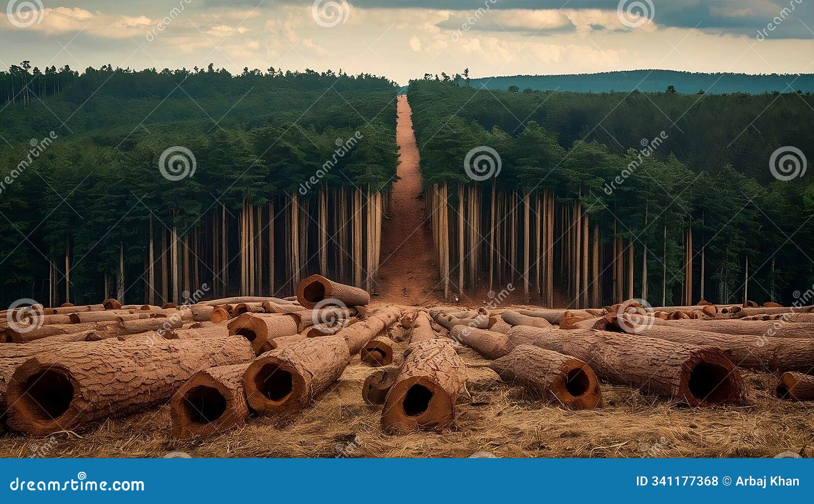 Shrinking Forest with Felled Trees Symbolizing Deforestation Threat ...