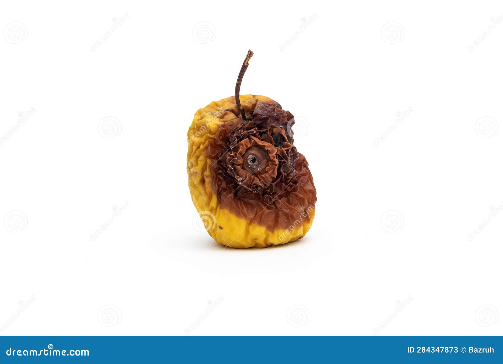 Shriveled Rotten Withered Apple on White, Mold Fingus Stock Image ...