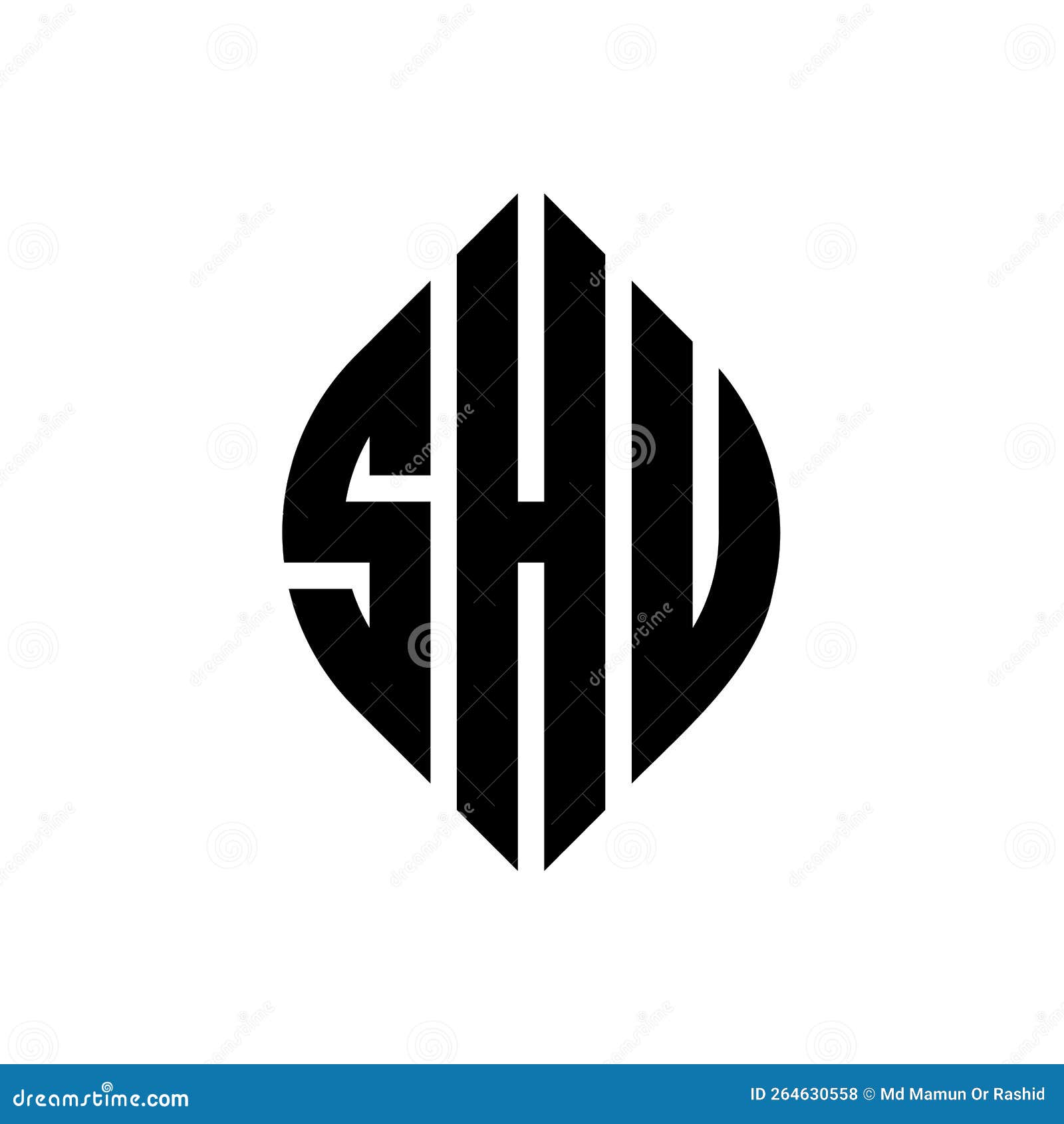 SHU Circle Letter Logo Design with Circle and Ellipse Shape. SHU ...