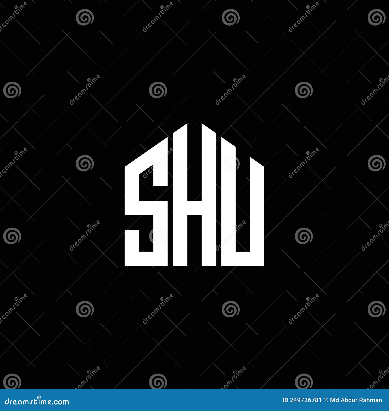 SHU Letter Logo Design on BLACK Background. SHU Creative Initials ...