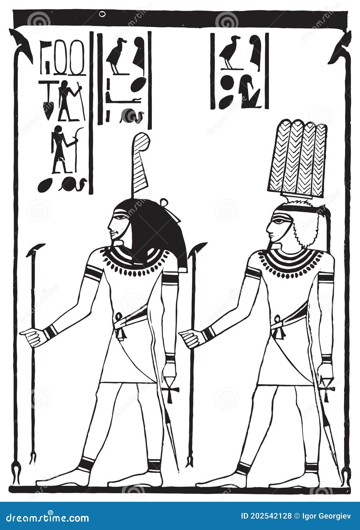 Shu, the Wind God. Set of Egyptian Labels and Elements. Vector Set ...