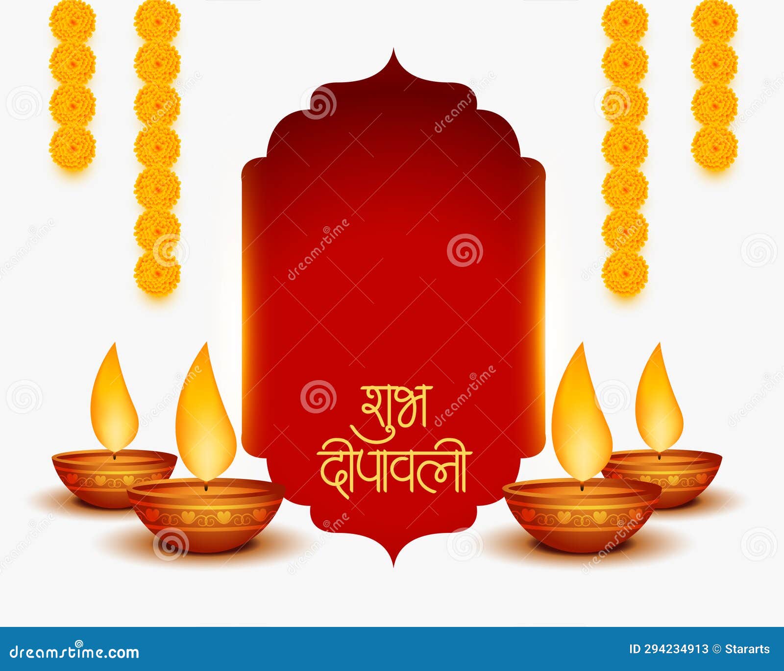 Shubh Deepavali Greeting Card with Glowing Diya Design Vector Stock ...