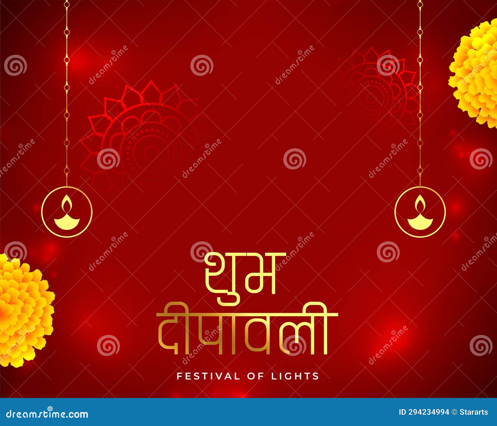 Shubh Deepavali Holiday Poster with Floral Design Vector Stock Vector ...