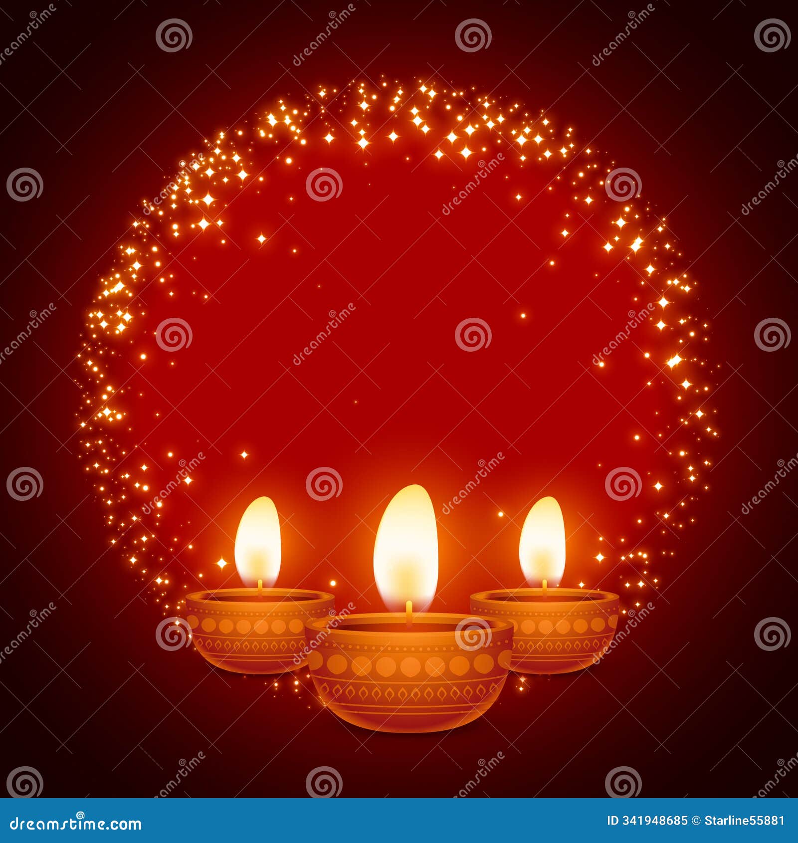 Shubh Diwali Glowing Diya with Text Space and Sparkle Effect Stock ...