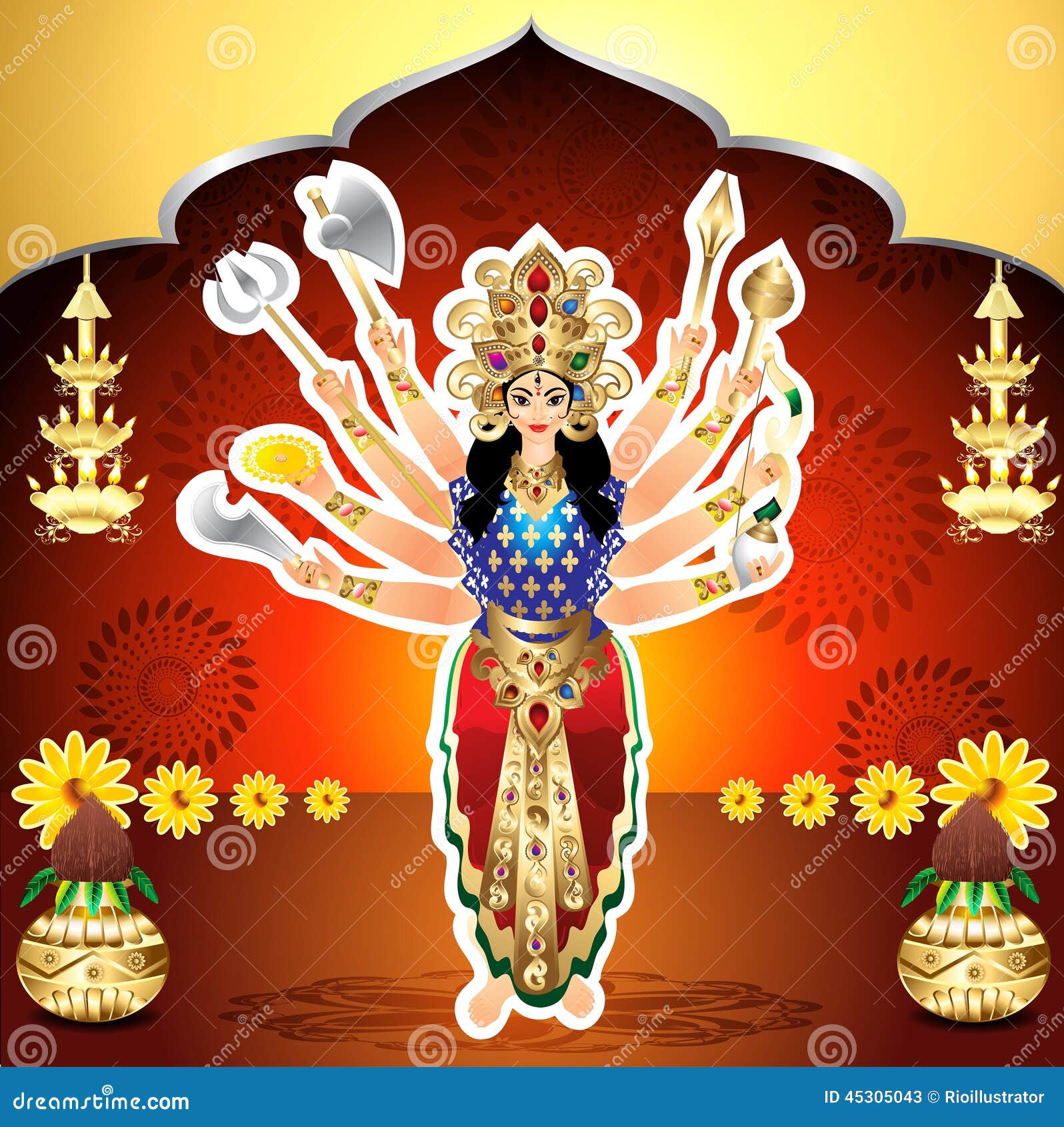 Shubh Navratri Background stock vector. Illustration of hand - 45305043