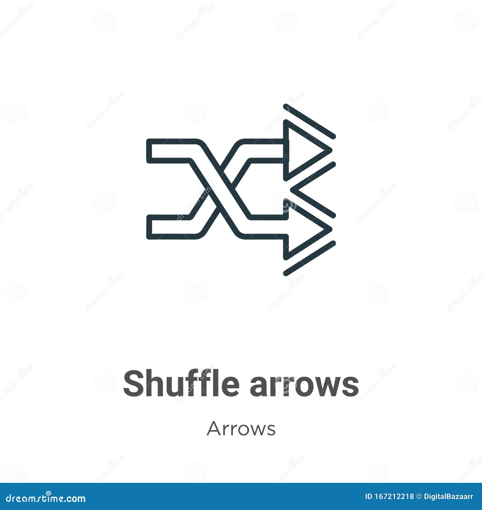 Shuffle Arrows Outline Vector Icon. Thin Line Black Shuffle Arrows Icon ...