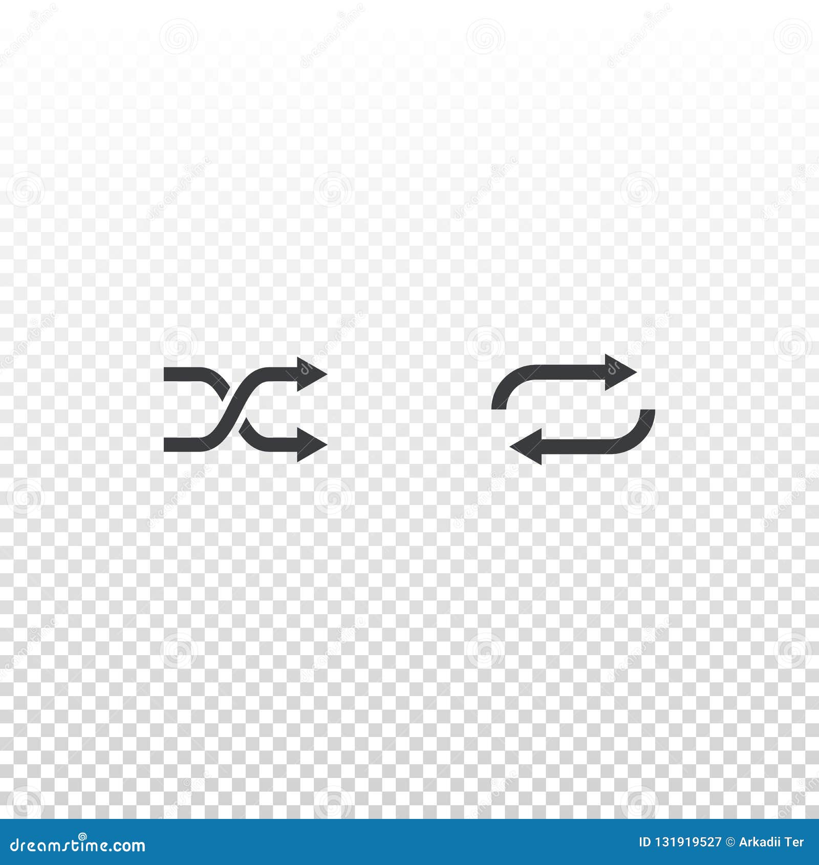 Shuffle and Loop Icon Isolated on Transparent Background. Outline ...
