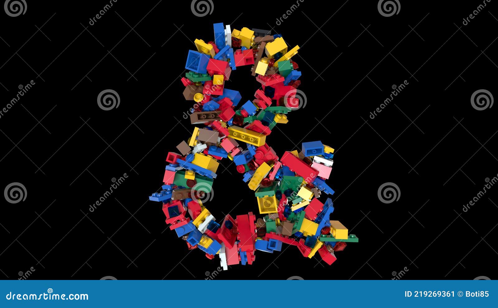 Shuffled Colored Building Blocks Typeface Ampersand Stock Illustration ...