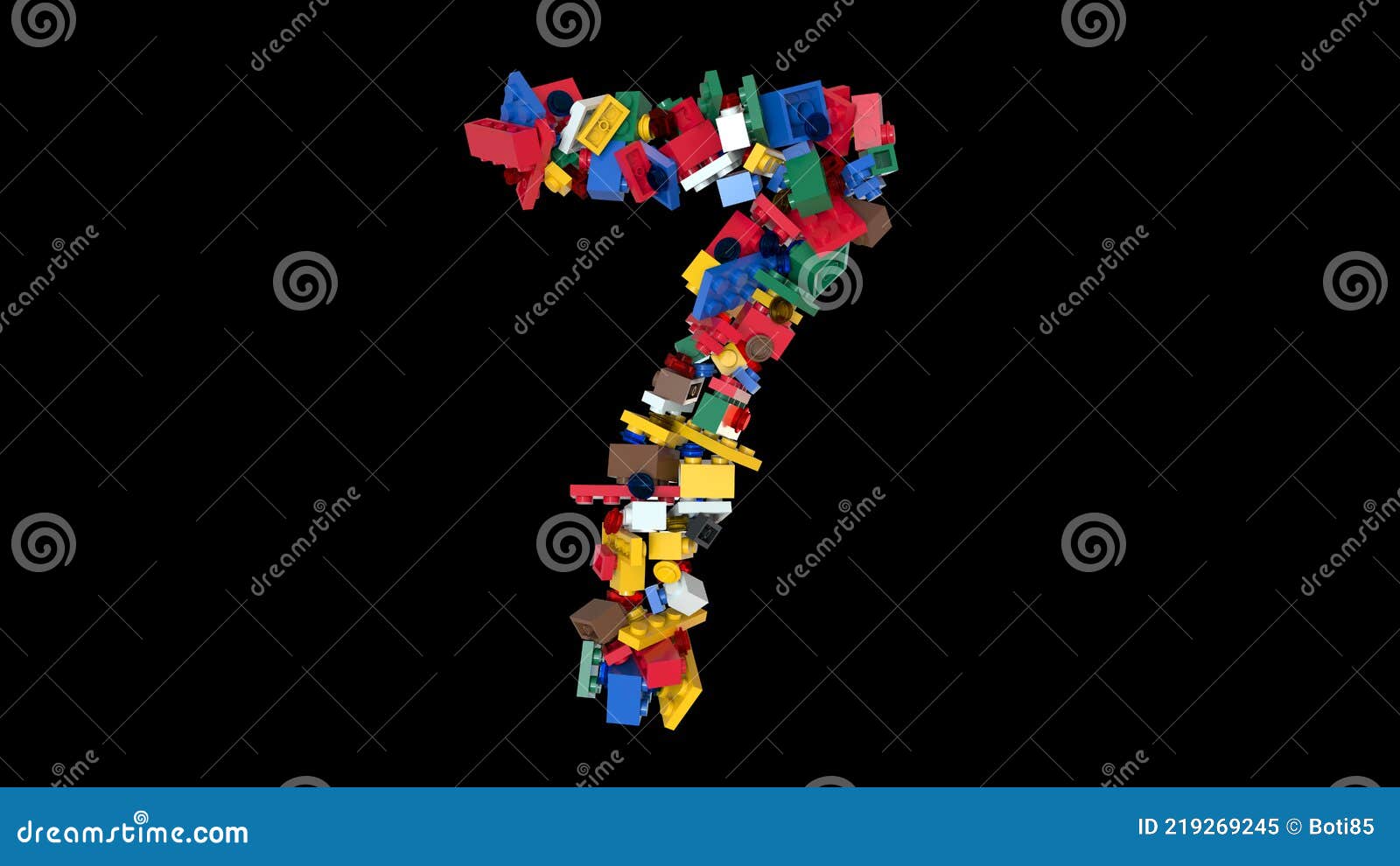 Shuffled Colored Building Blocks Typeface 7 Stock Illustration ...