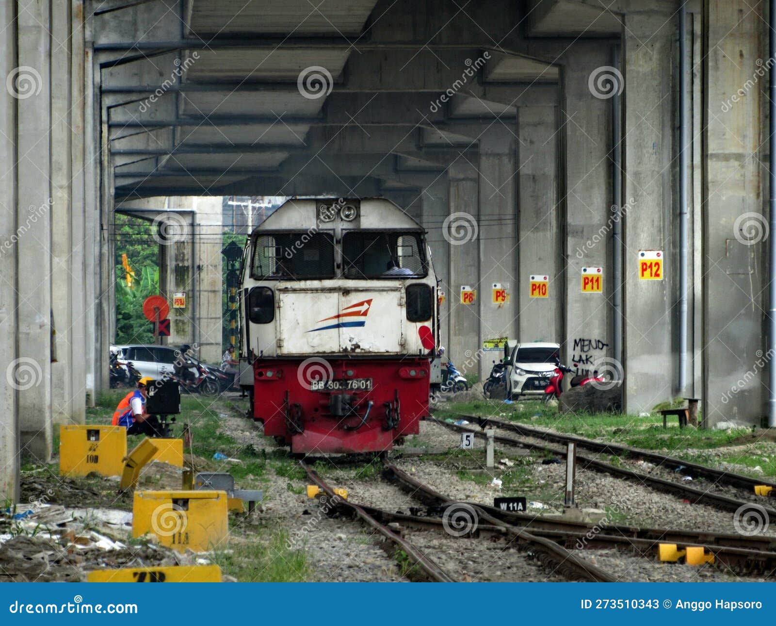 Shunting Locomotive and the Perpective of the Fly Over Pillars ...