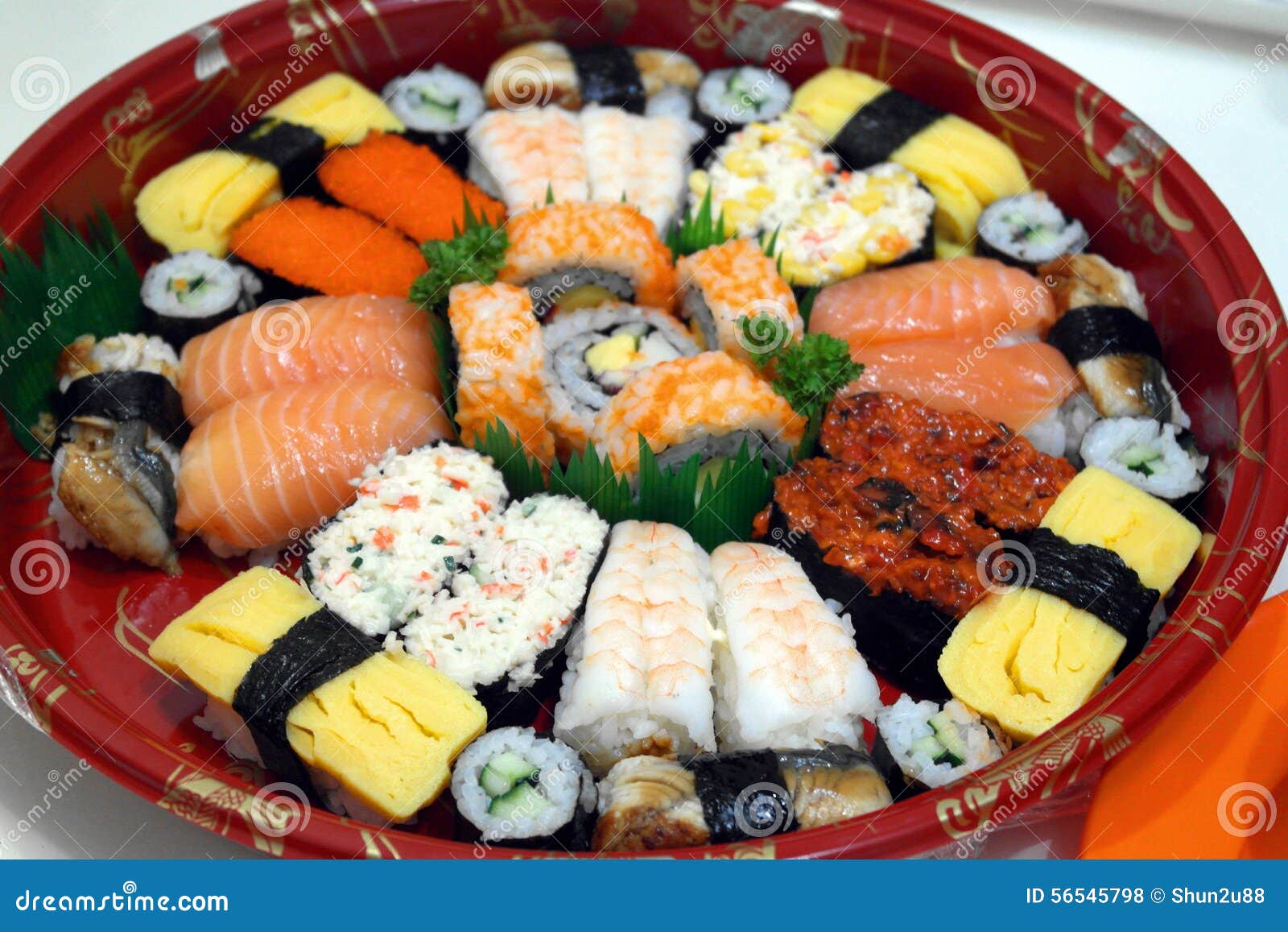 Shushi dishes stock photo. Image of dinner, avocado, fish - 56545798