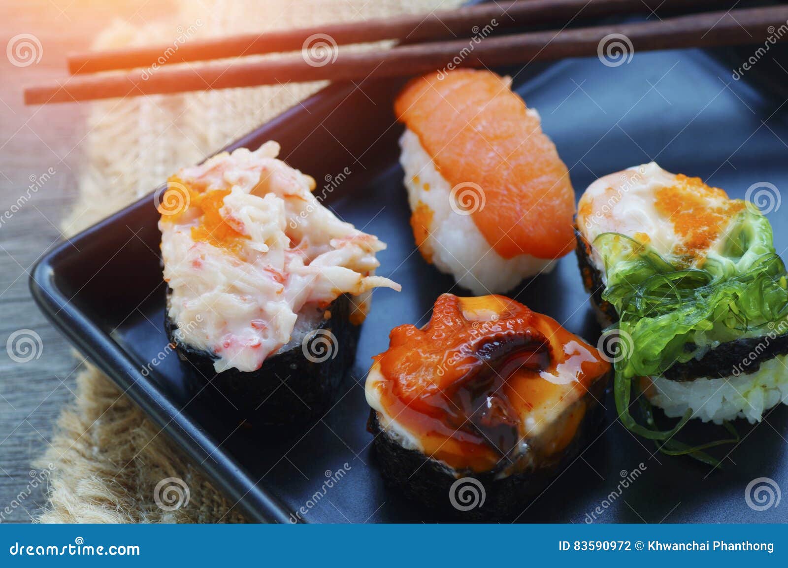 Shushi on plate stock photo. Image of sashimi, tasty - 83590972