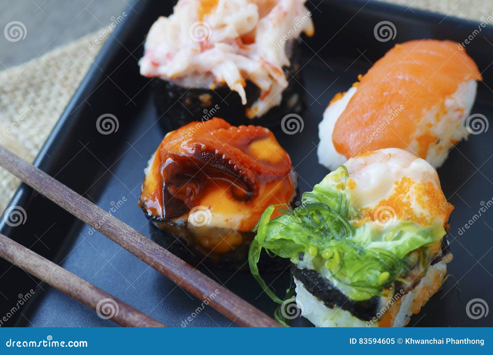 Shushi on plate stock image. Image of rice, plate, delicacy - 83594605