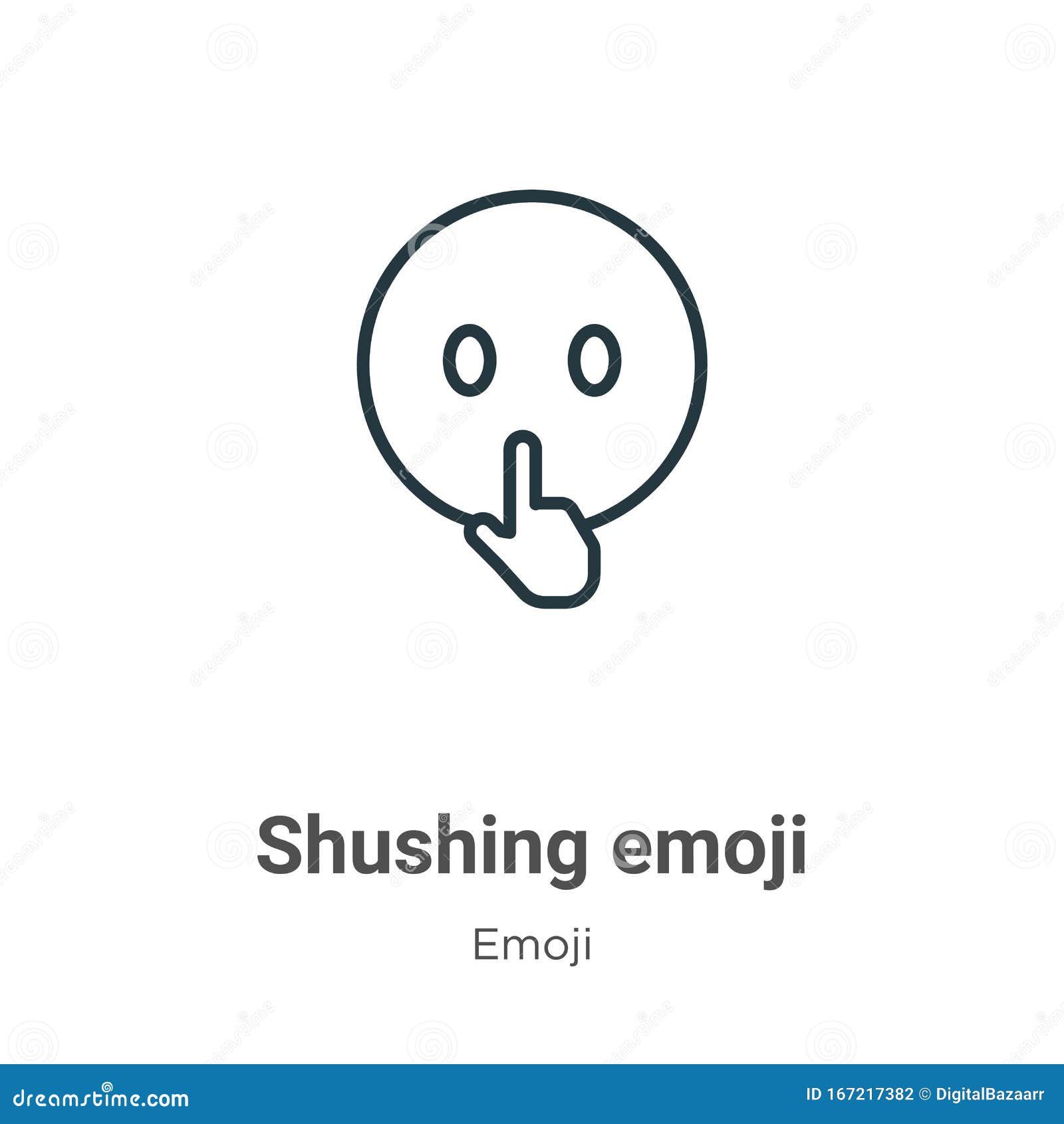 Shushing Emoji Outline Vector Icon. Thin Line Black Shushing Emoji Icon ...