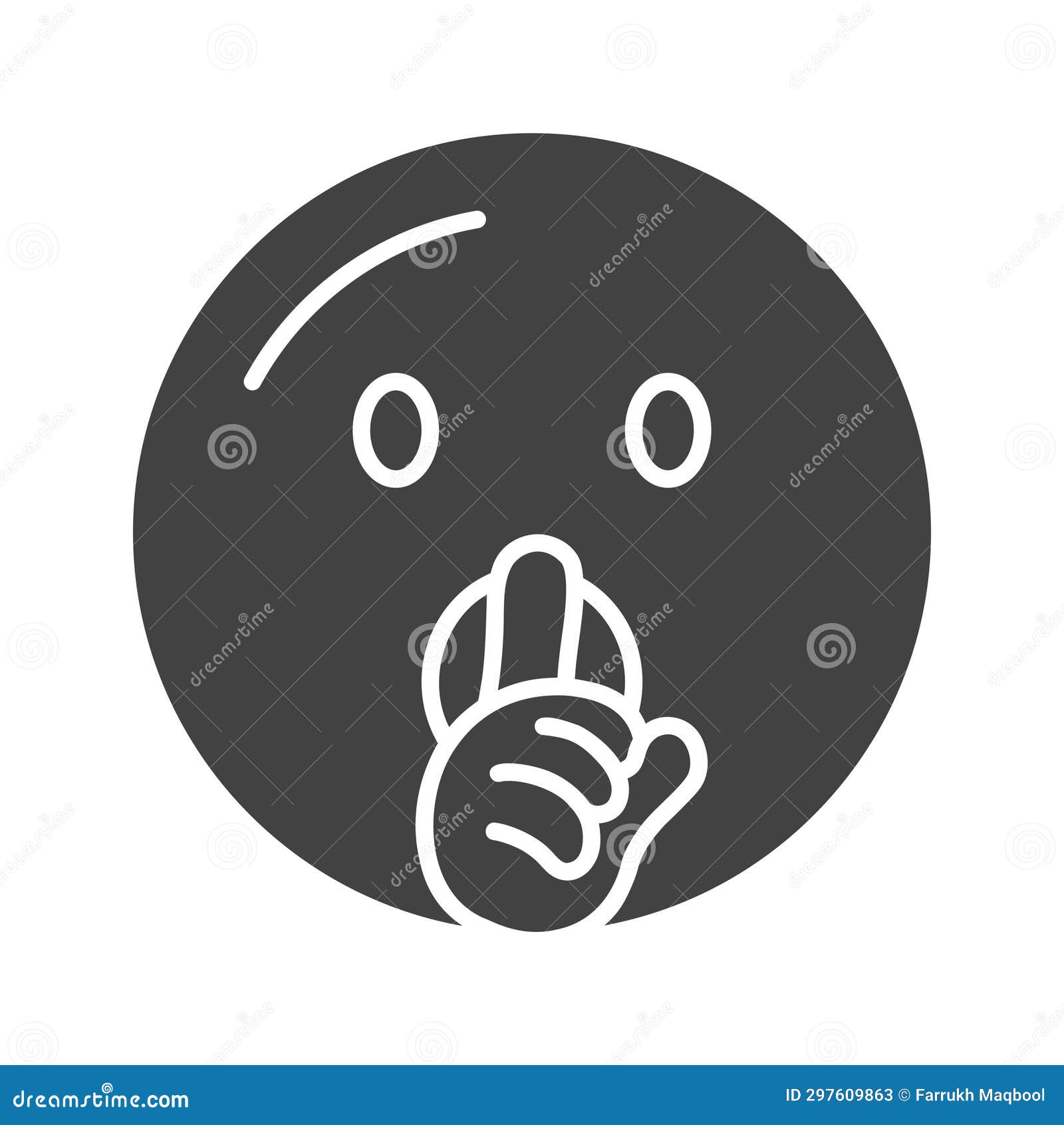 Shushing Face Emoji Icon Illustration. Quiet Finger Covering Closed ...