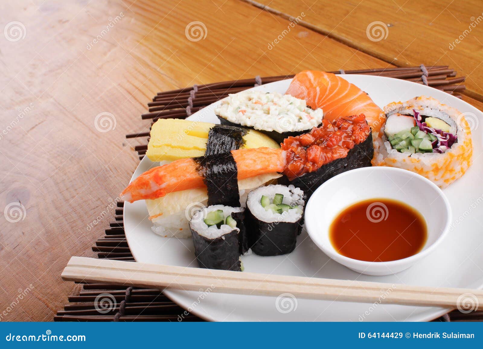 Shusi Served with Wood Table Stock Image - Image of dinner, fish: 64144429