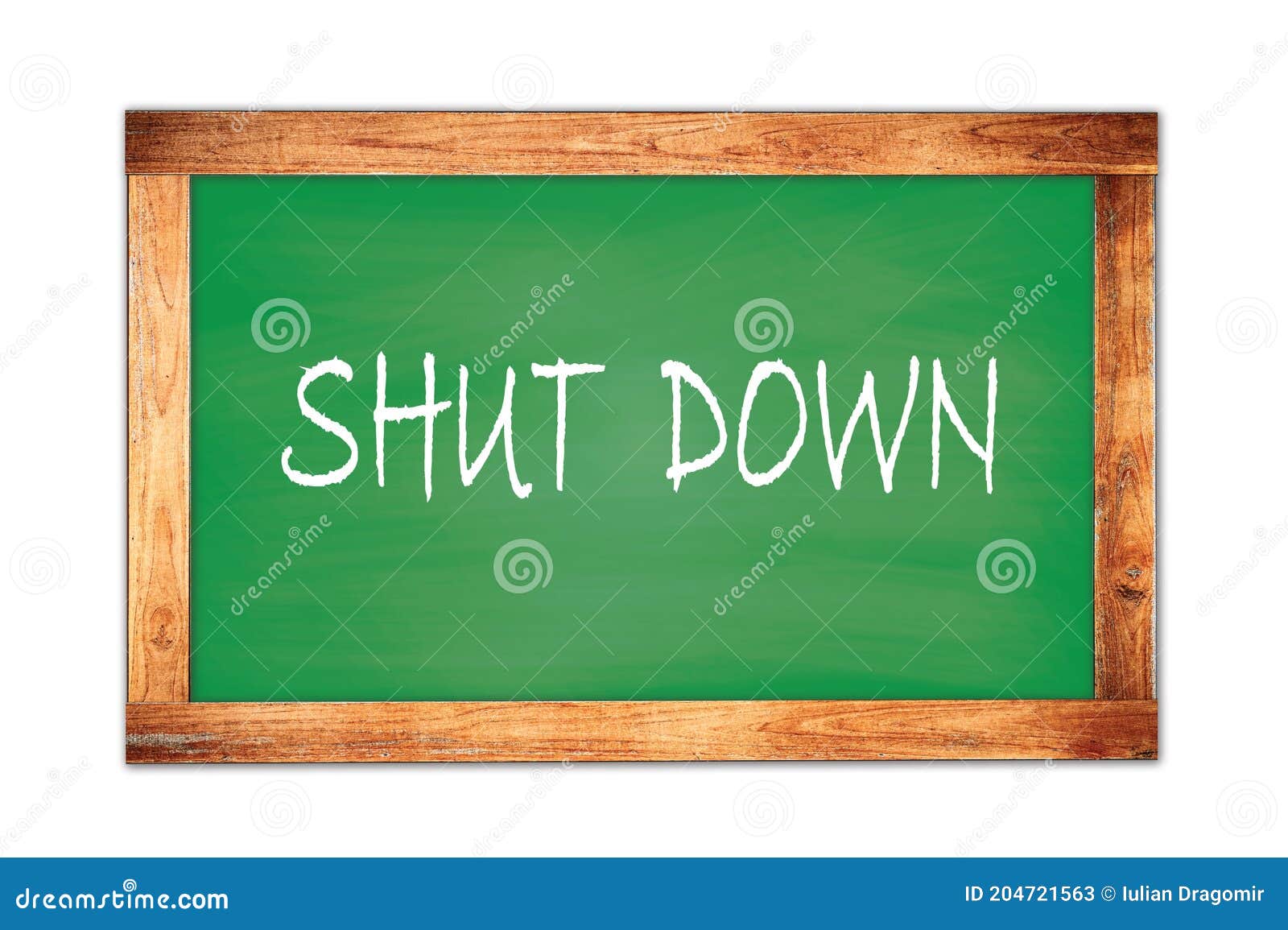 SHUT DOWN Text Written on Green School Board Stock Illustration ...