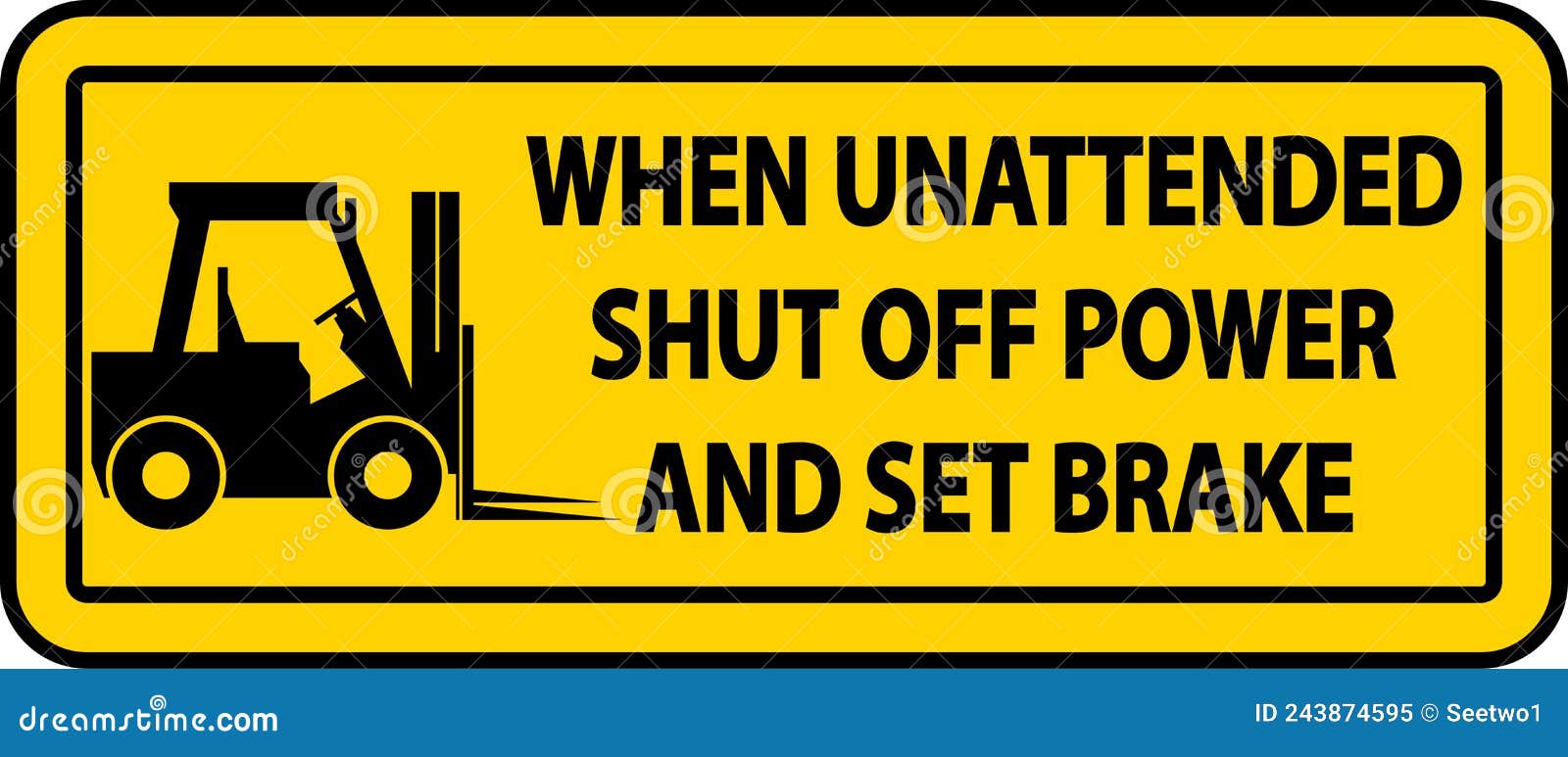 Shut Off Power and Set Brake Label Sign on White Background Stock ...