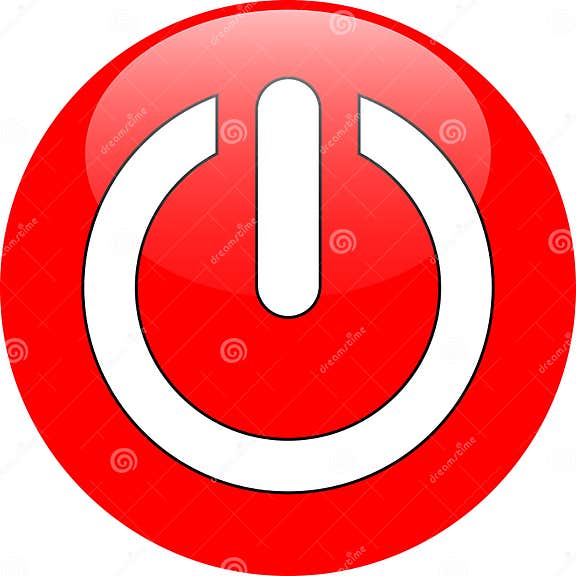 Shutdown Button Red Color Crystal with Shutdown Icon Symbol Stock ...