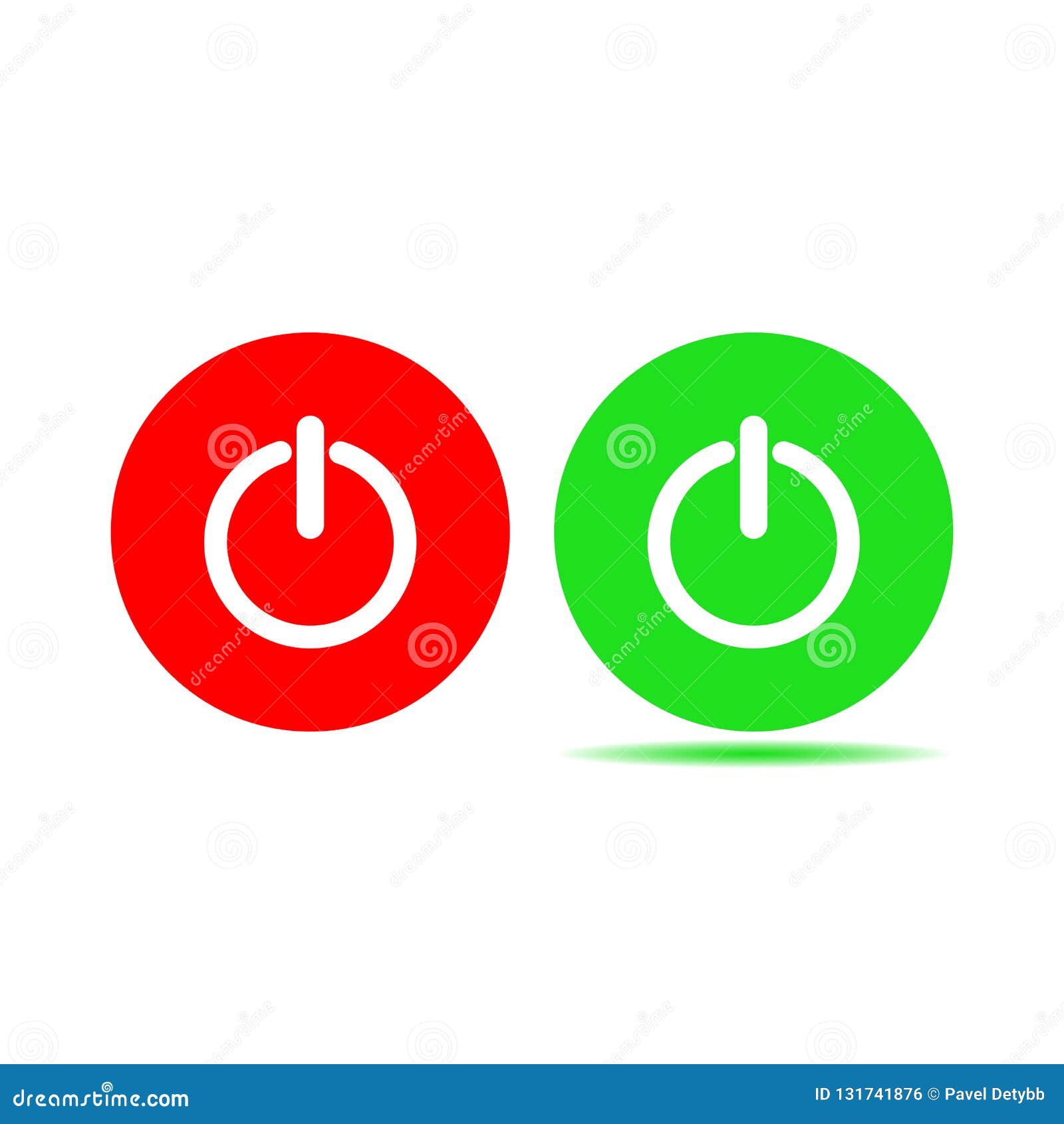 Shutdown Icon, Power Icon, on Off Sign. Green Red Button, Flat Stock ...
