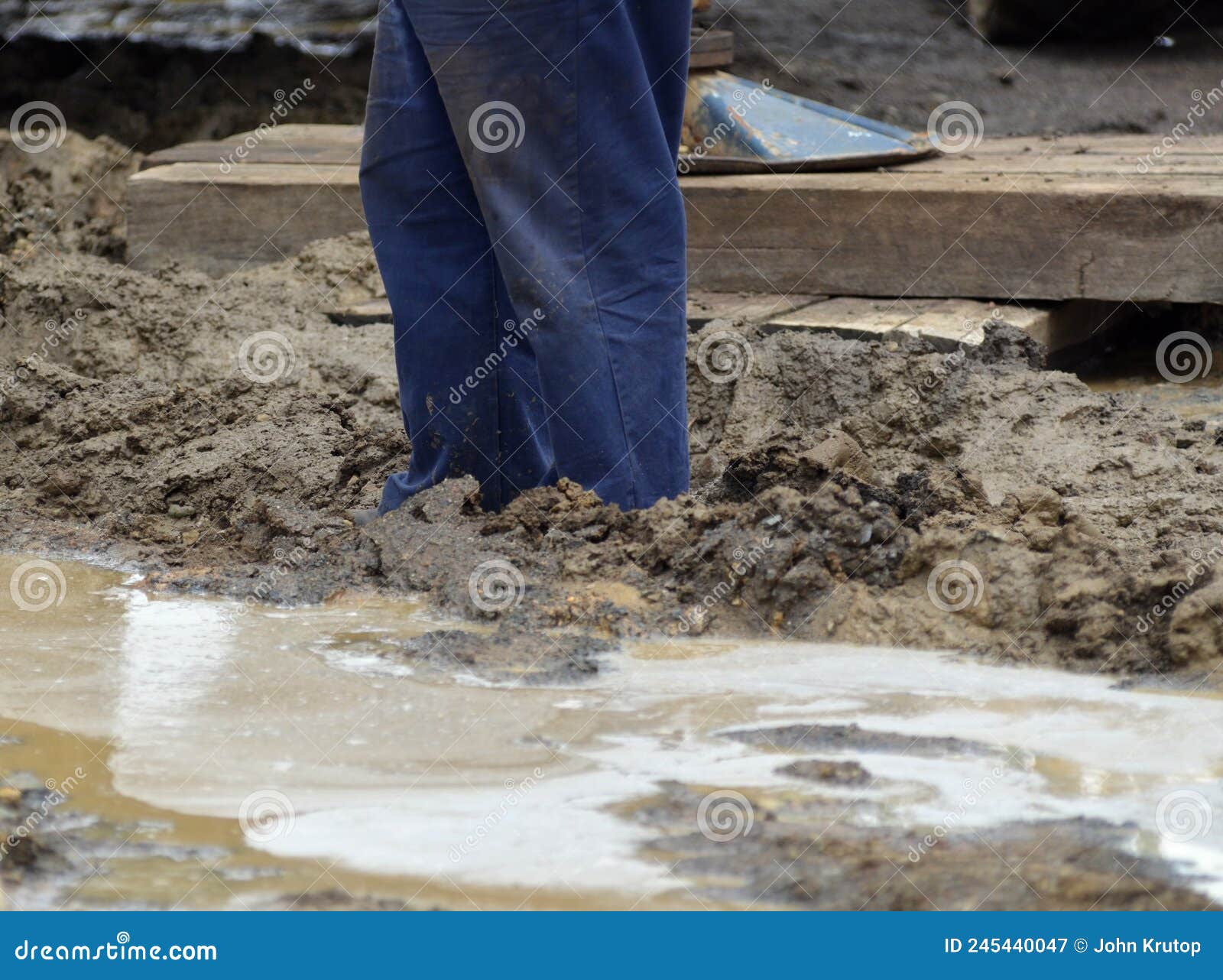 Shutdown Maintenance, Worker in a Muddy Site during Maintenance Stock ...