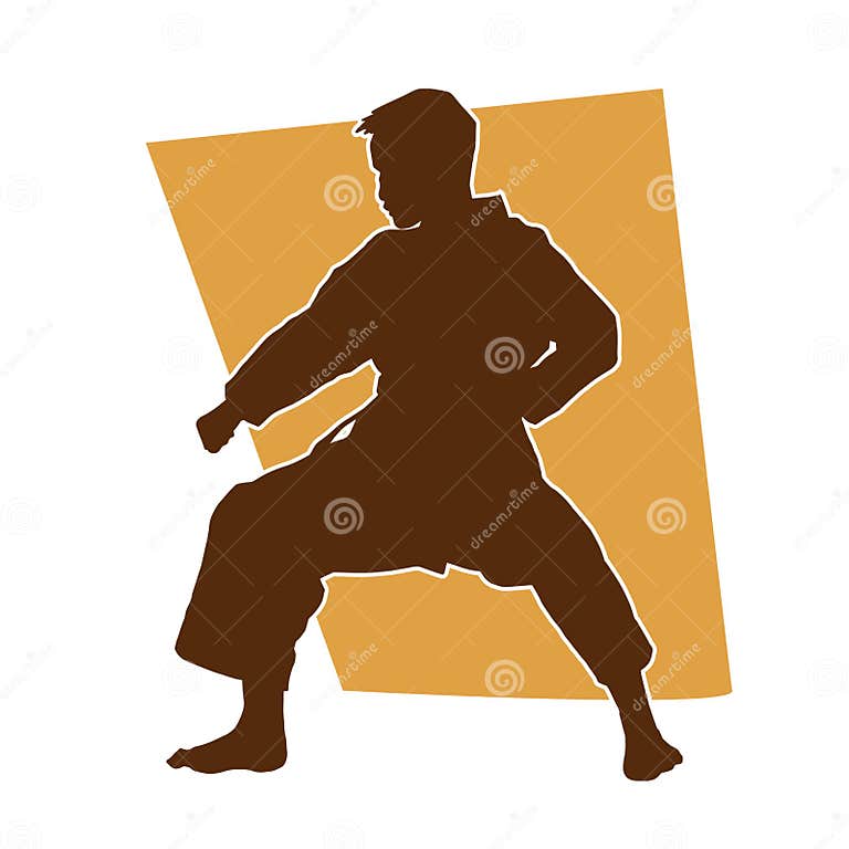 Youth Exercising Karate Kata Vector Silhouette Stock Vector ...