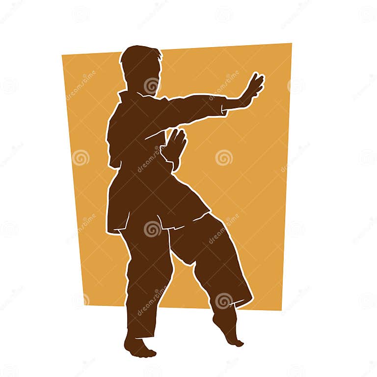 Youth Exercising Karate Kata Vector Silhouette Stock Vector ...